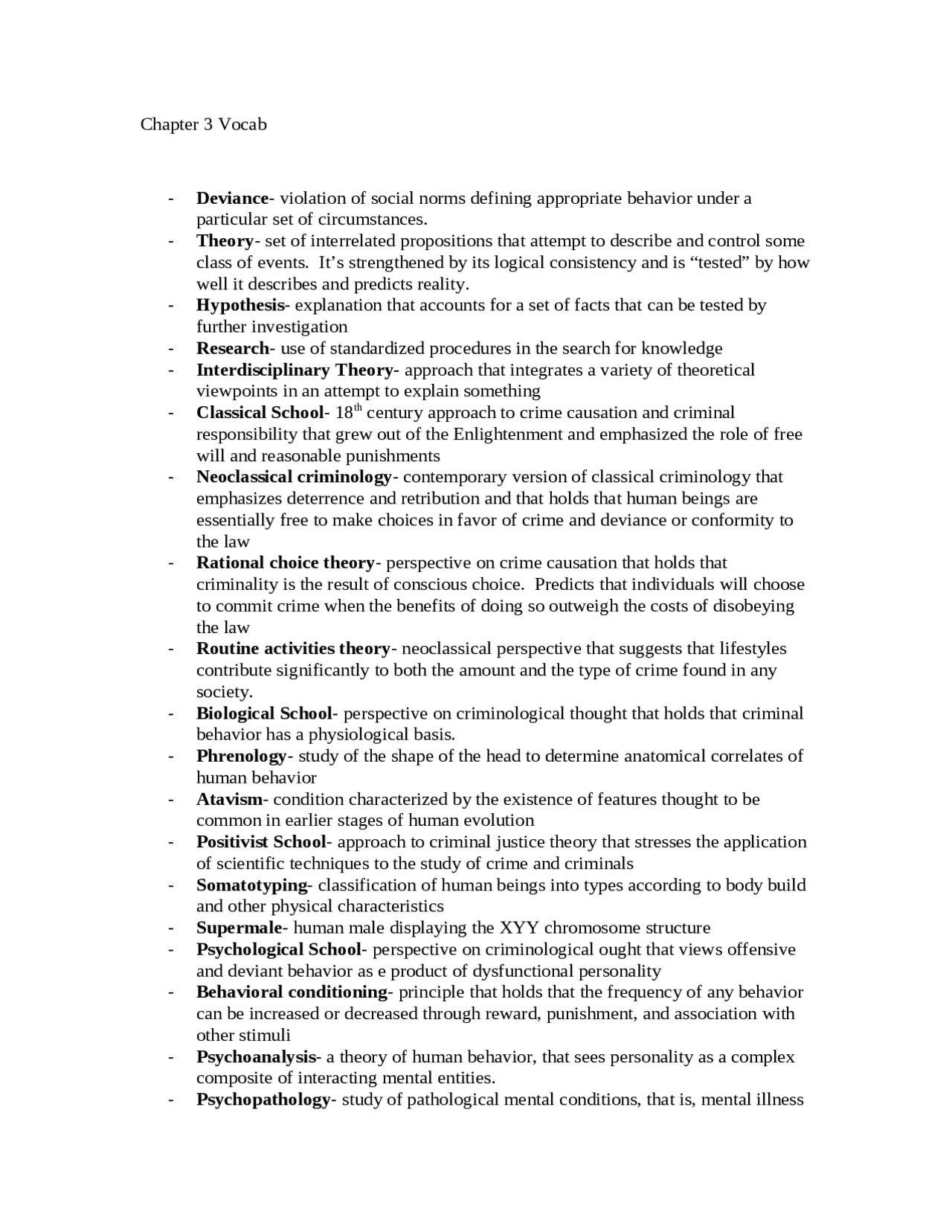 Introduction to Criminal Justice - Vocabulary | CRIJ 101 - Docsity