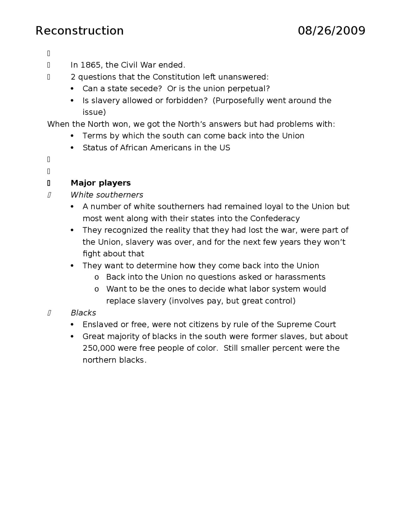 Civil War Reconstruction: Unanswered Questions & Power Struggle - Prof ...