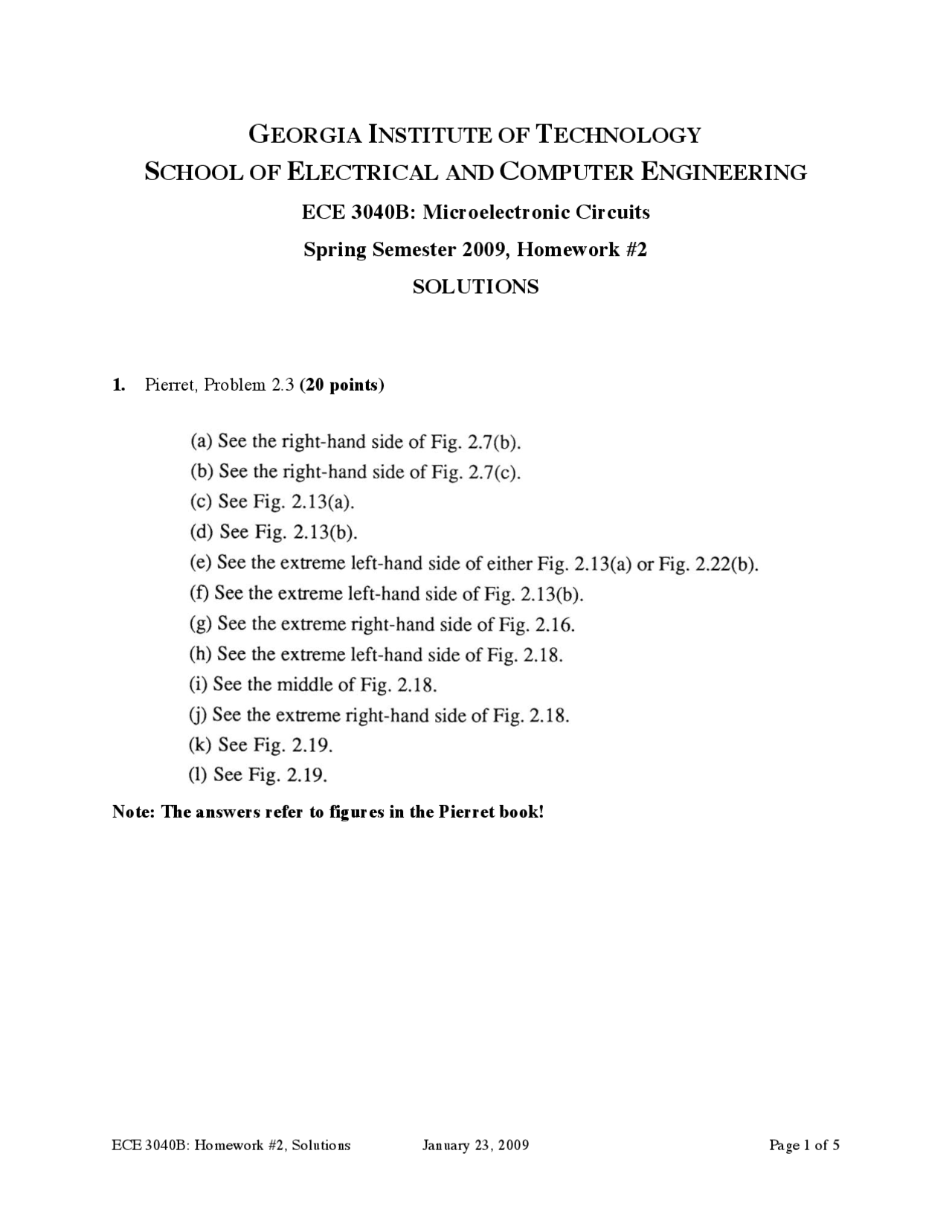 Homework 2 Questions On Microelectronic Circuits With Answers Ece