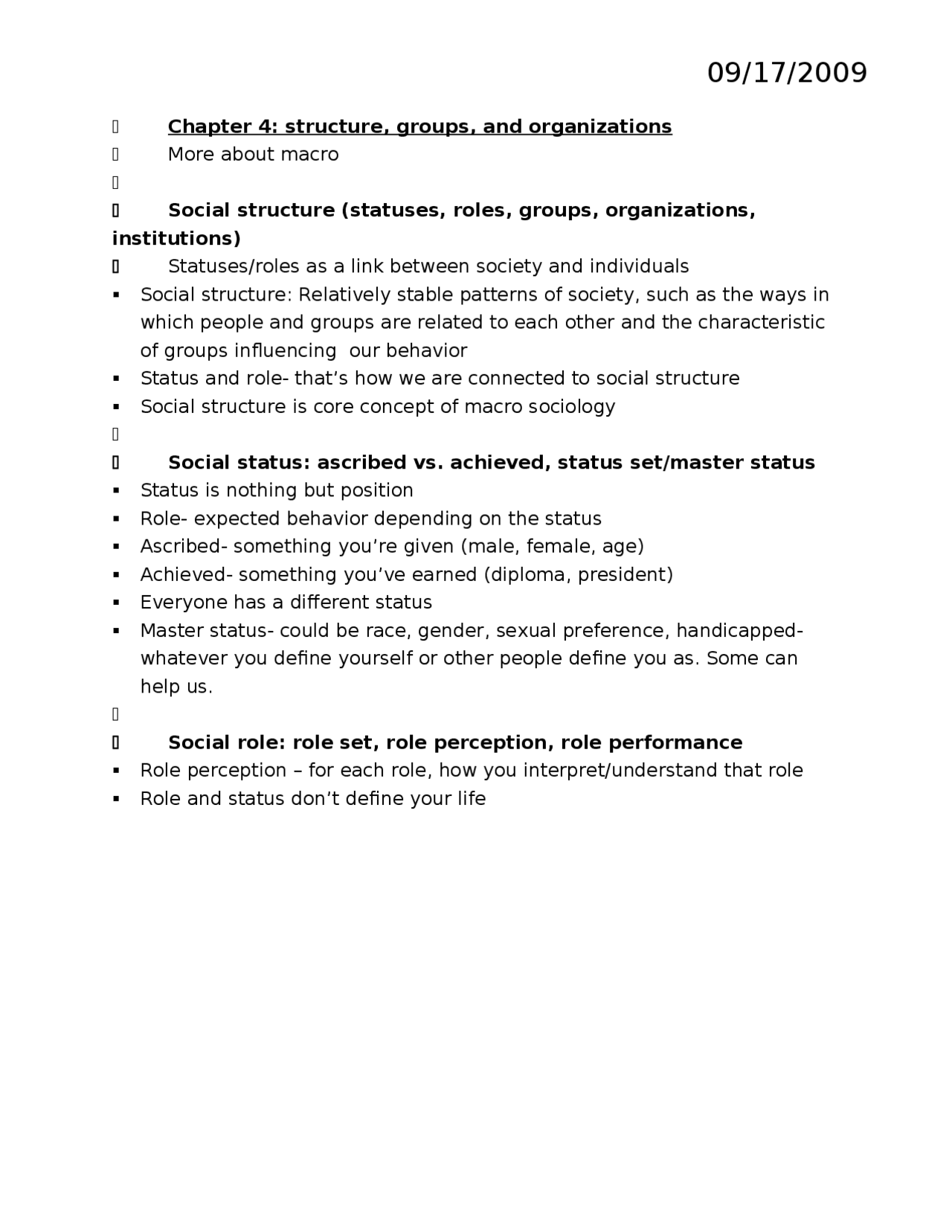 Notes On Structures Groups And Organization Socl 2001 Docsity