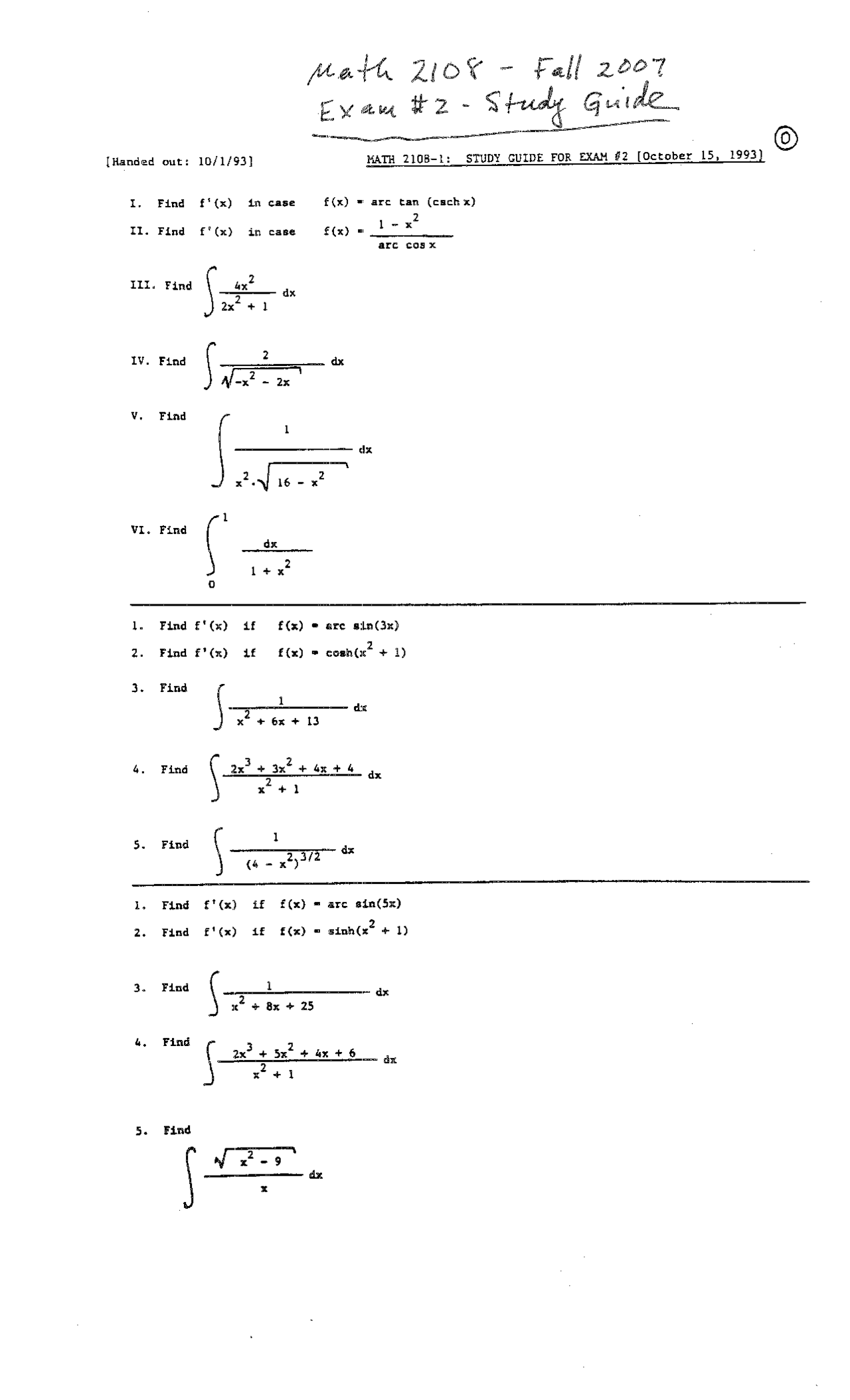 7 Solved Questions to find the Functions - Study Guide | - Docsity