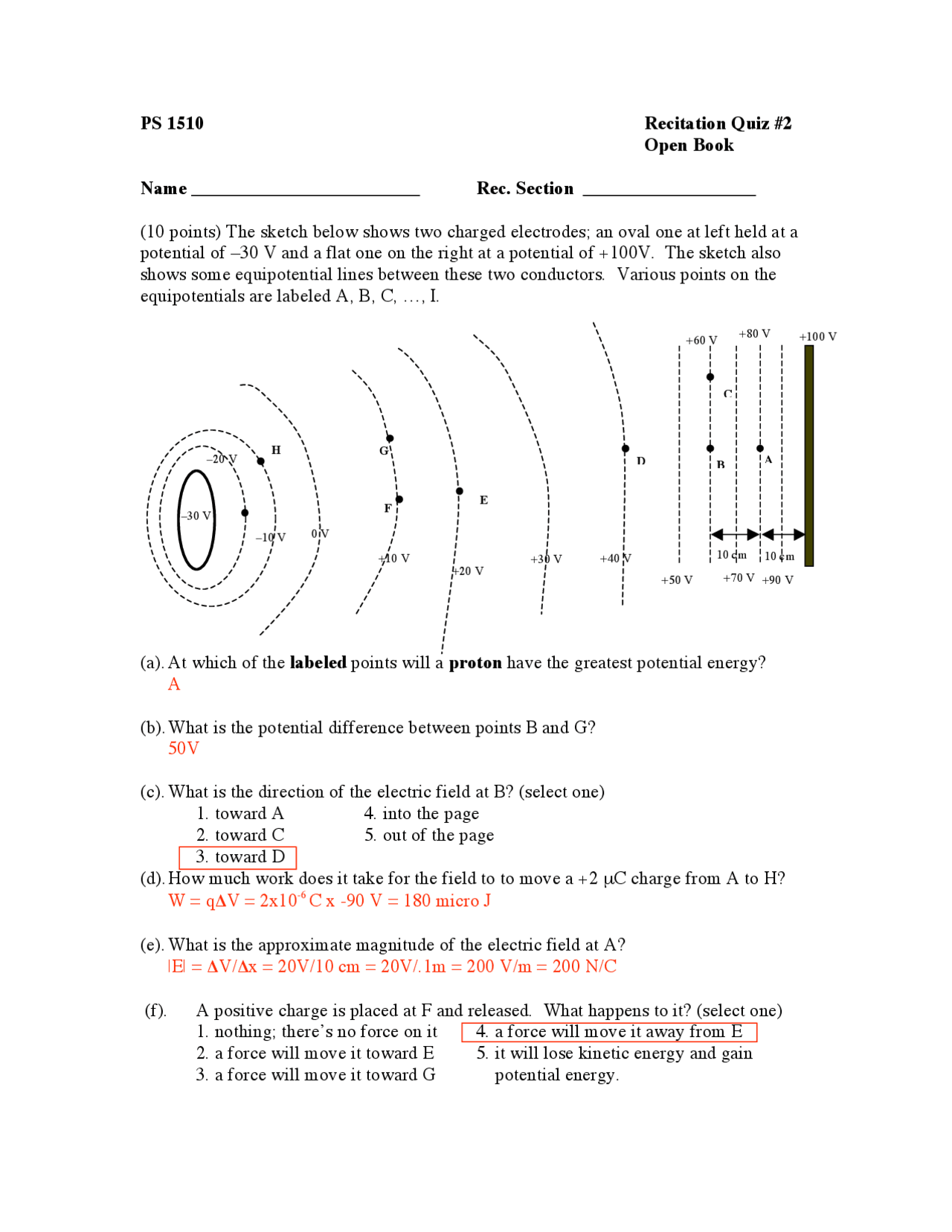 Solved Quiz 2 for General Physics II | PHYS 1510 | Quizzes Physics | Docsity