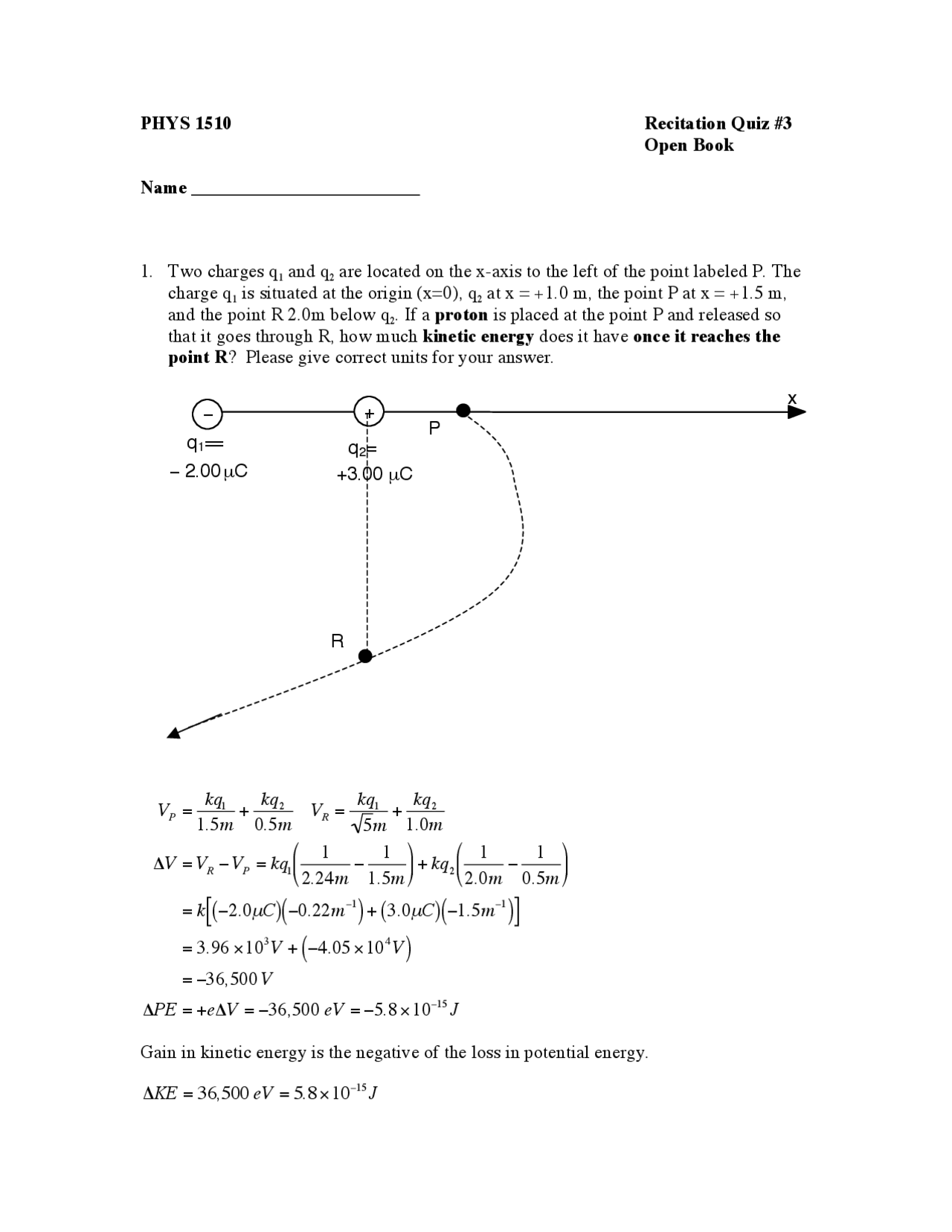 Quiz 3 Practice Problem On General Physics I Phys 1510 Quizzes