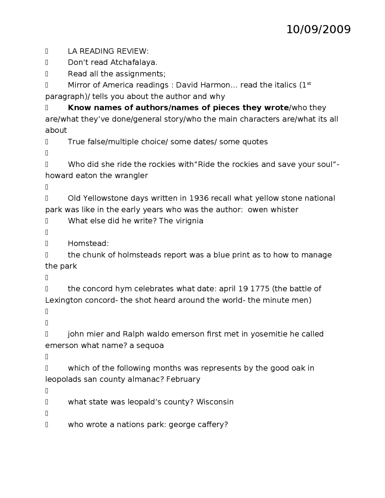 Exam Review Sheet Views American Landscape La 1203 Docsity