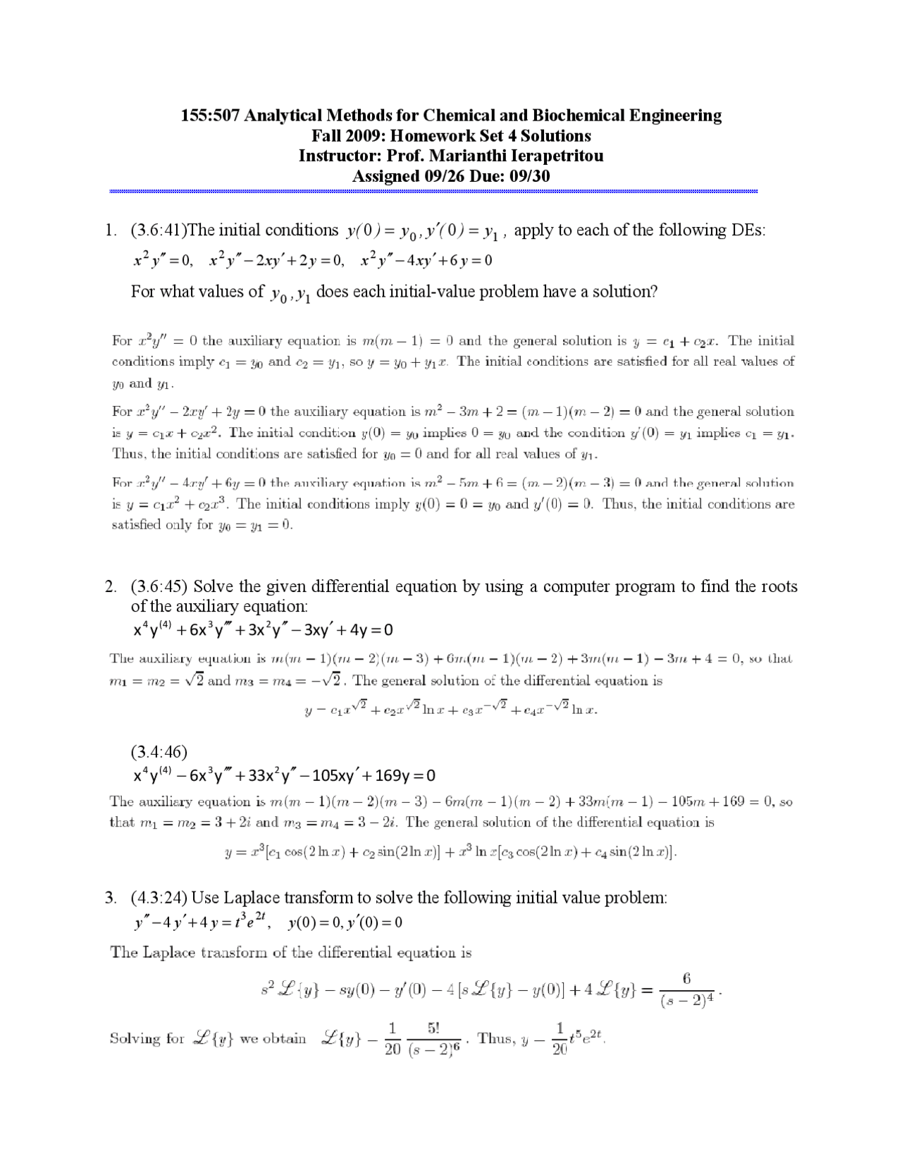 Analytical Methods For Chemical And Biochemical Engineering Homework