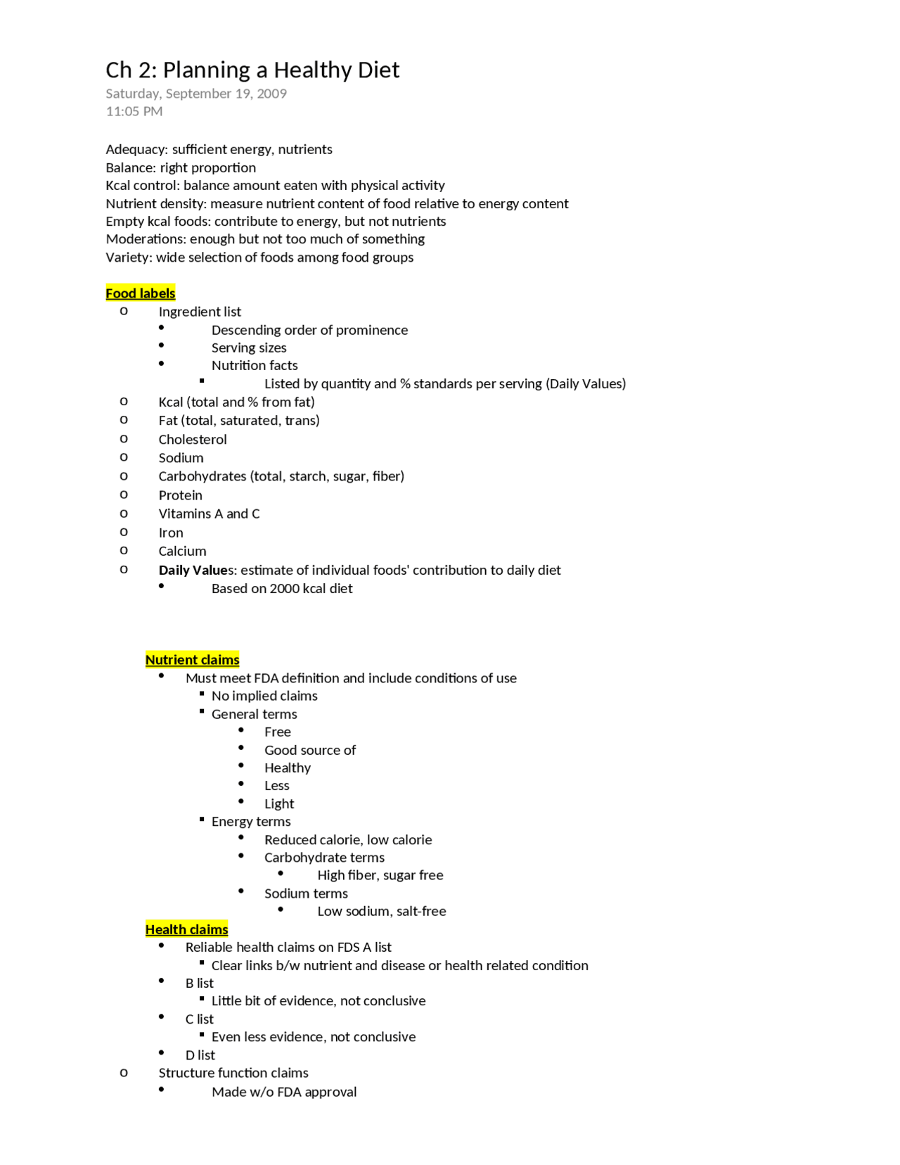 Planning a Healthy Diet - Principles of Nutrition | HUN 2201 | Study ...