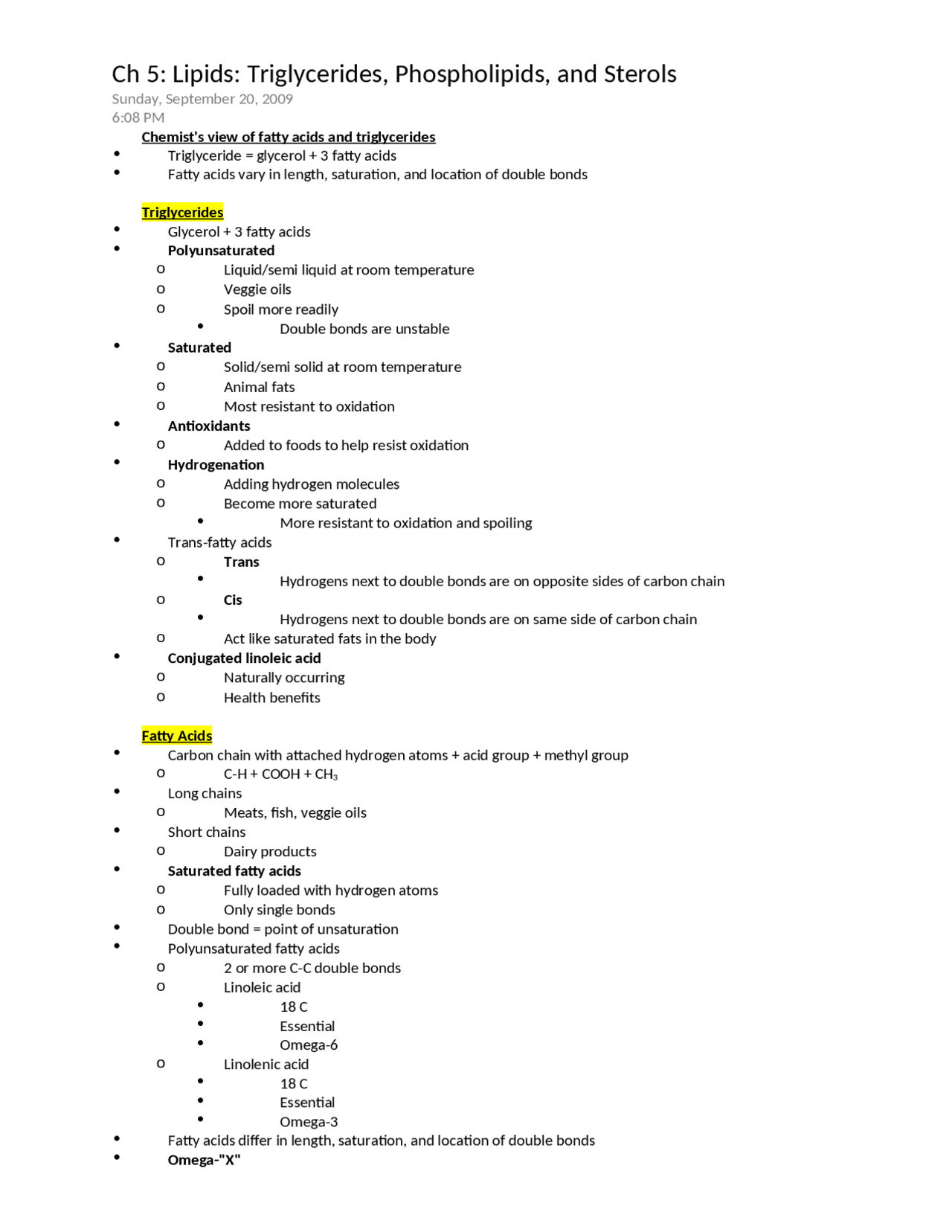Lipids Triglycerides Phospholipids And Sterols Lecture Notes Hun