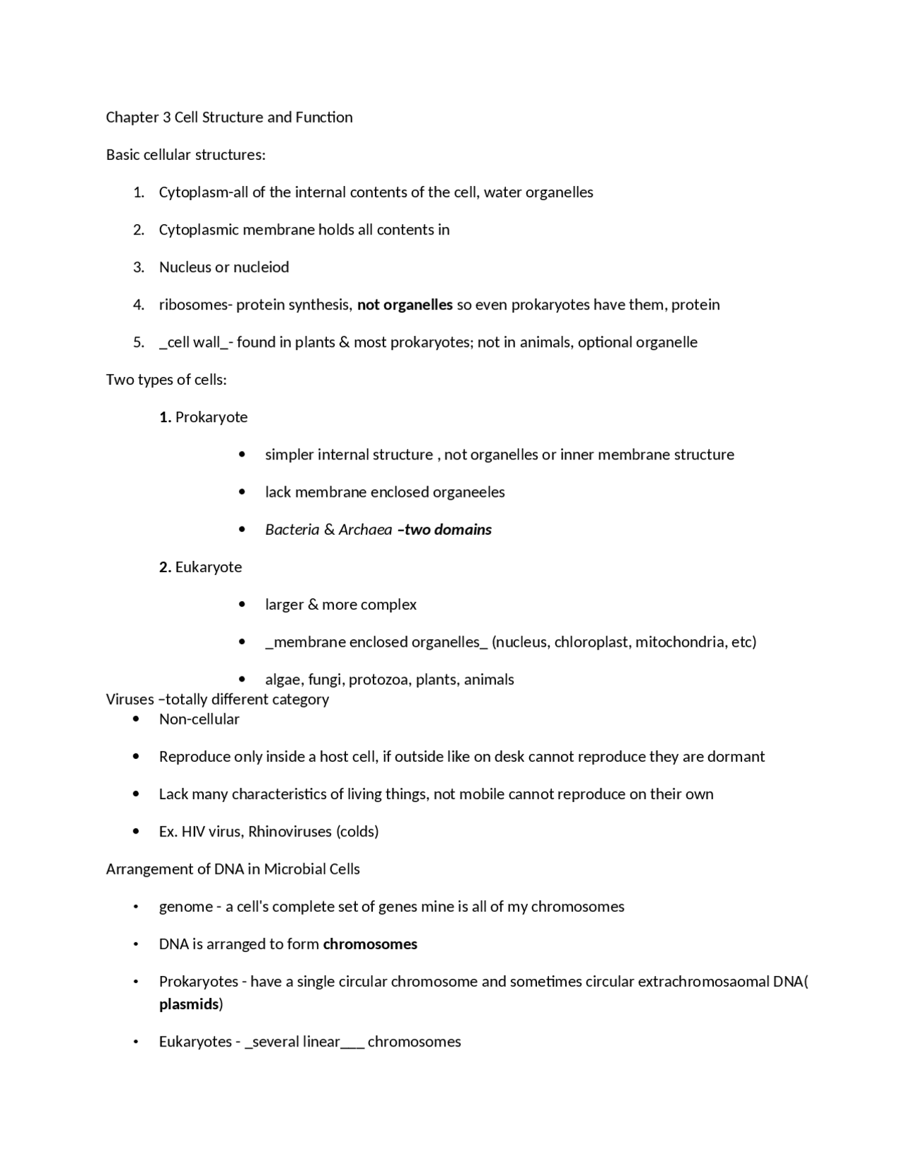 Cell Structure And Function Lecture Notes Biol 2051 Docsity