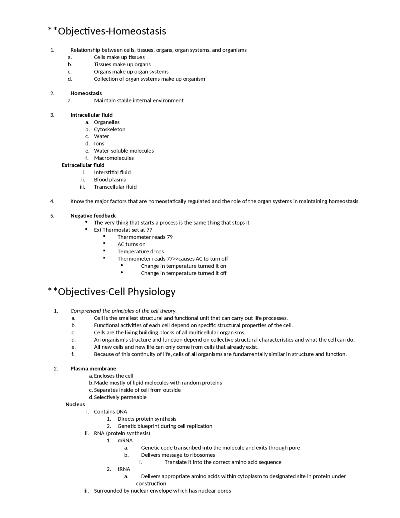 Exam Study Guide for Homeostasis | PCB 2099 - Docsity