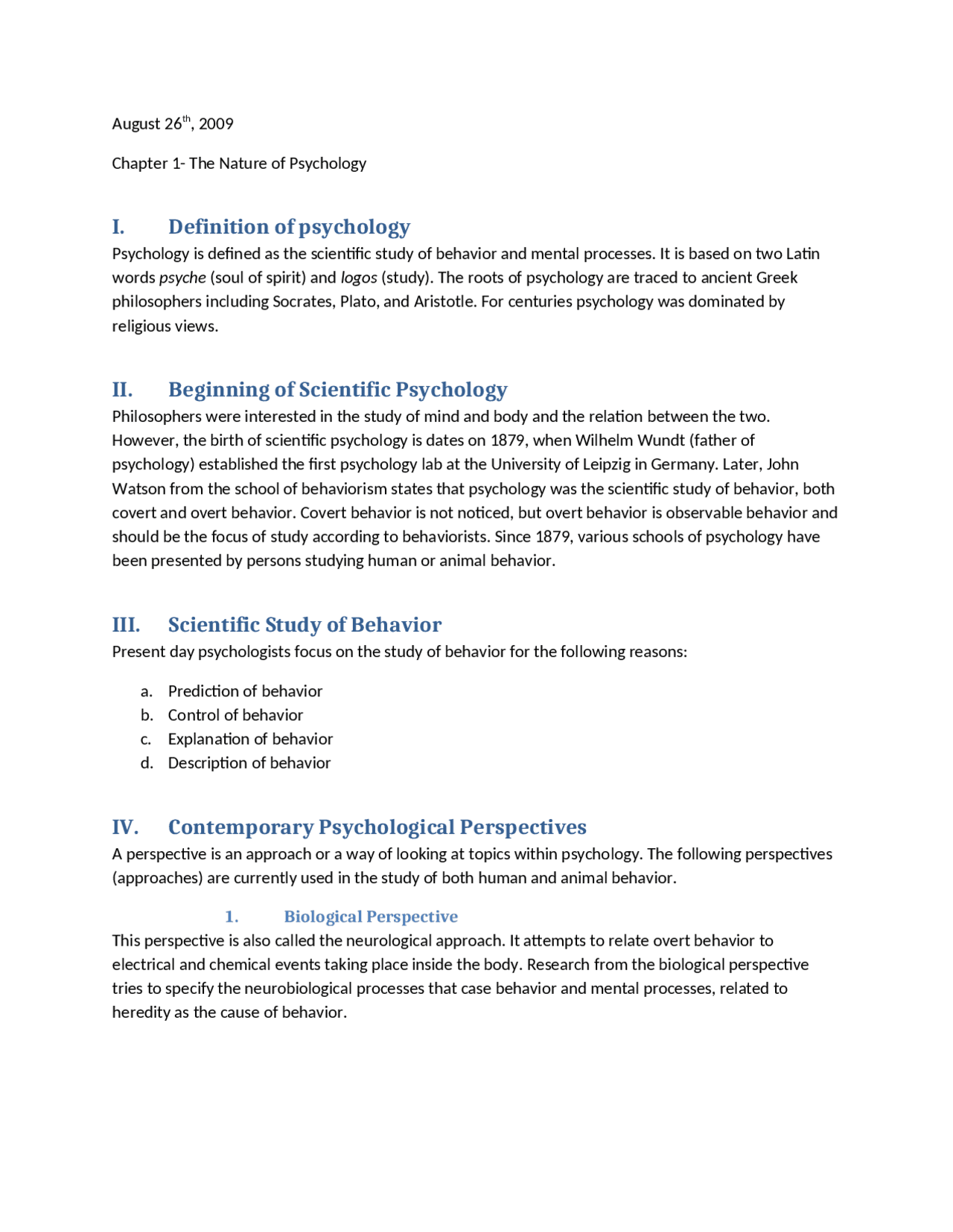 Notes On The Nature Of Psychology Psy 2012 Docsity