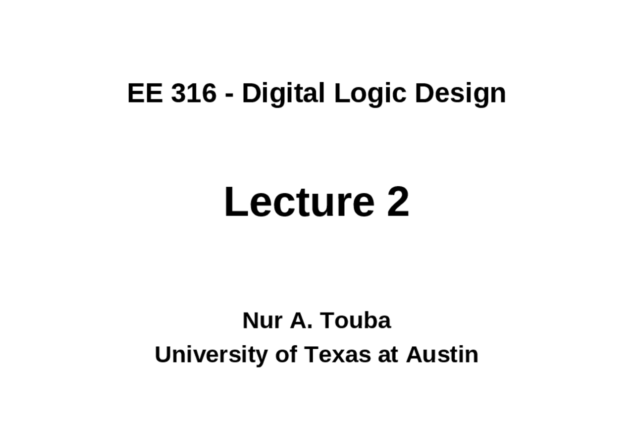 Boolean Algebra Digital Logic Design E E 316 Docsity