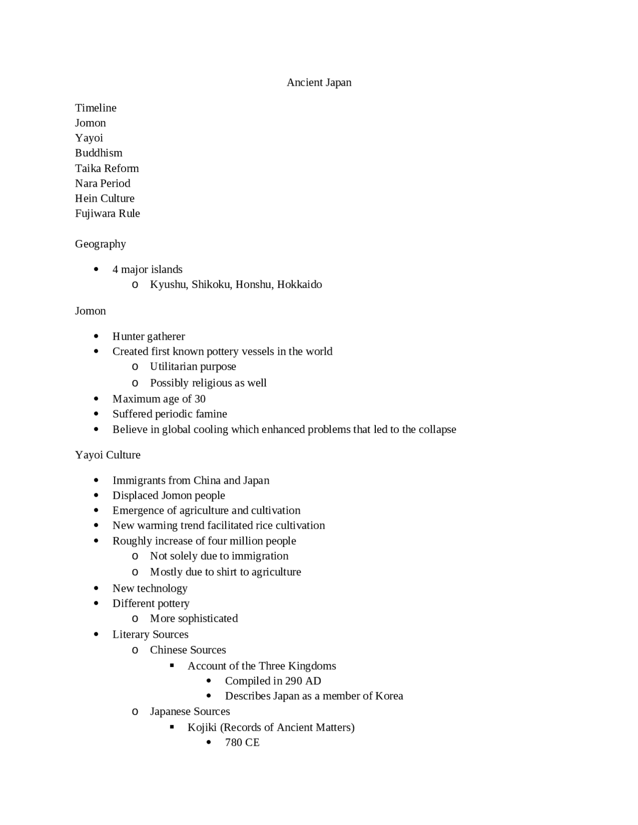 Notes On Ancient Japan History Of Asia Ash 3100 Docsity