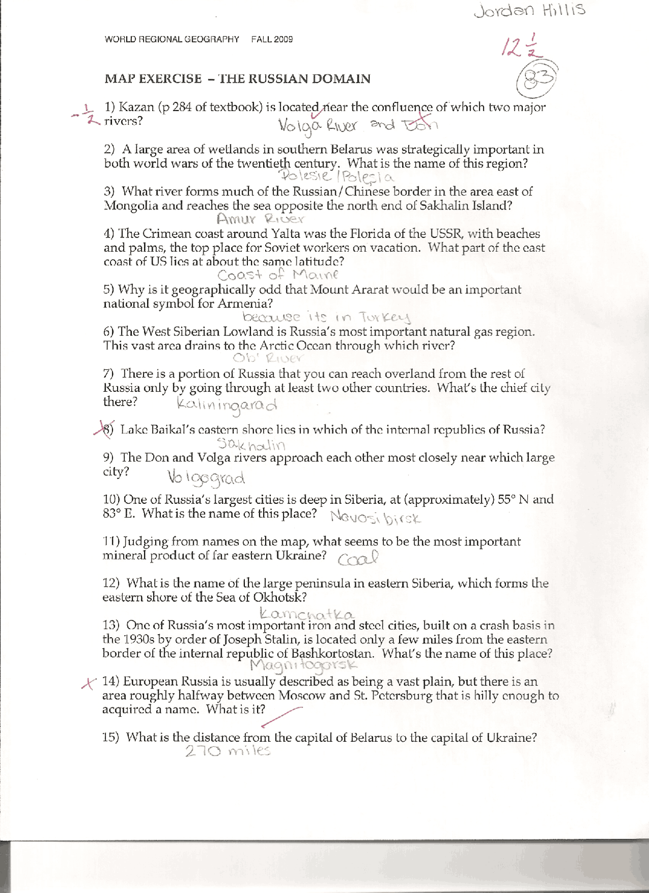 Questions on the Russian Domain with Answers | GEOG 1100 - Docsity