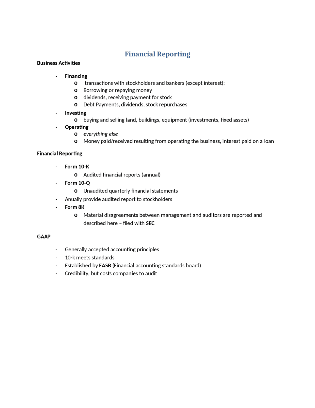 Financial Reporting - Basic Accounting Skills - Study Guide | BUS - Docsity
