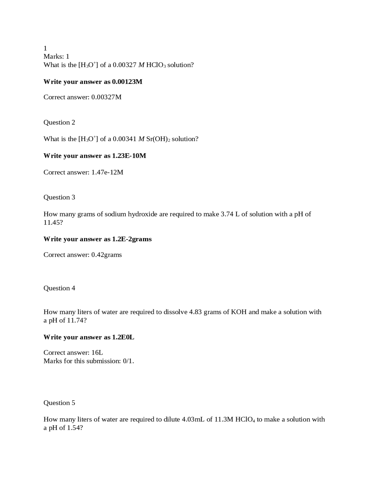 15 Questions For Quiz Introduction Chemistry Ii Che 1102 Docsity