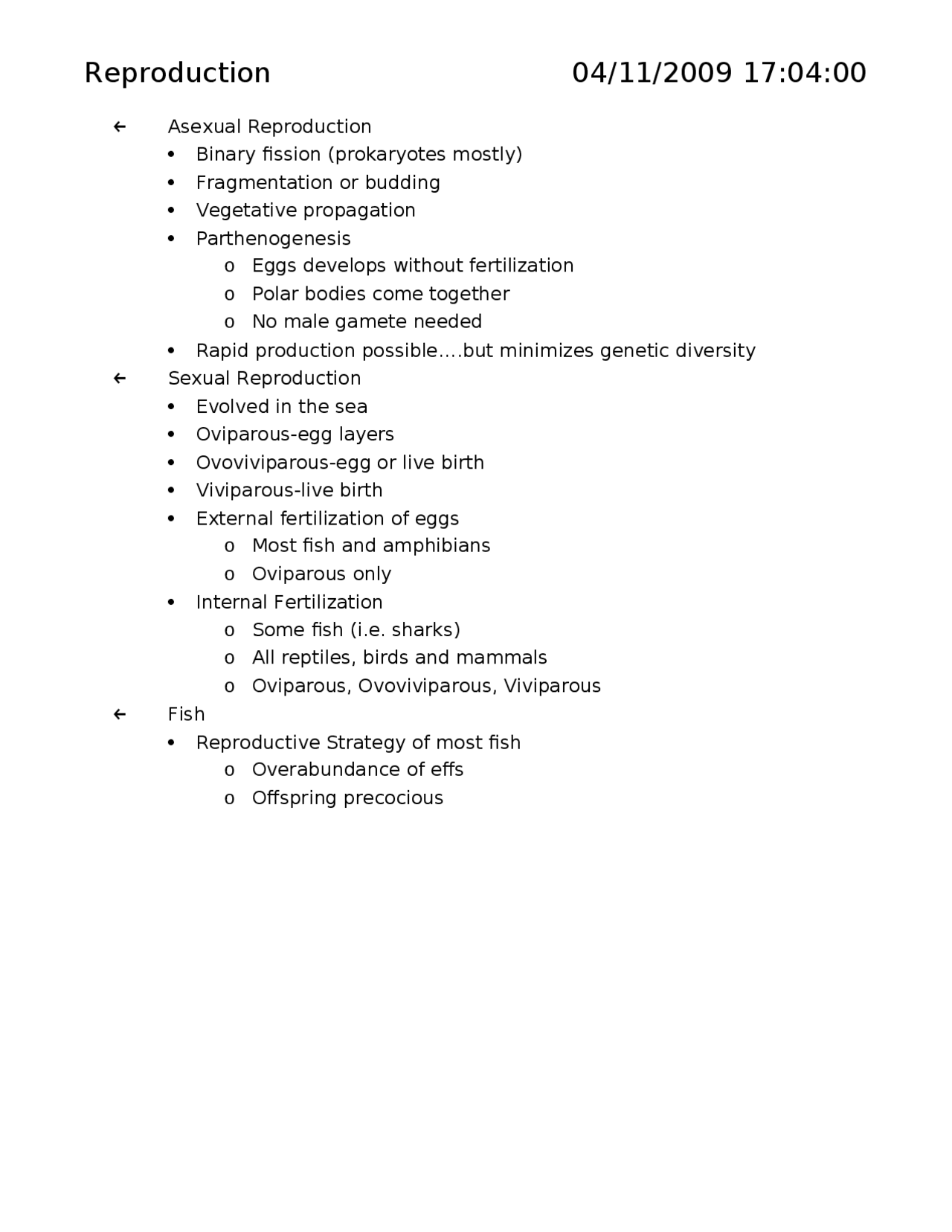 Lecture Notes On Reproduction Biological Concepts Biol 101 Docsity