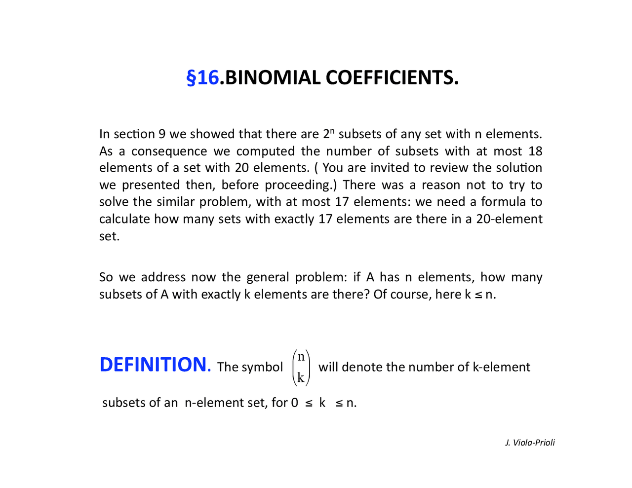 Lecture Notes On Binomial Coefficients Discrete Mathematics Mad 2104 Docsity