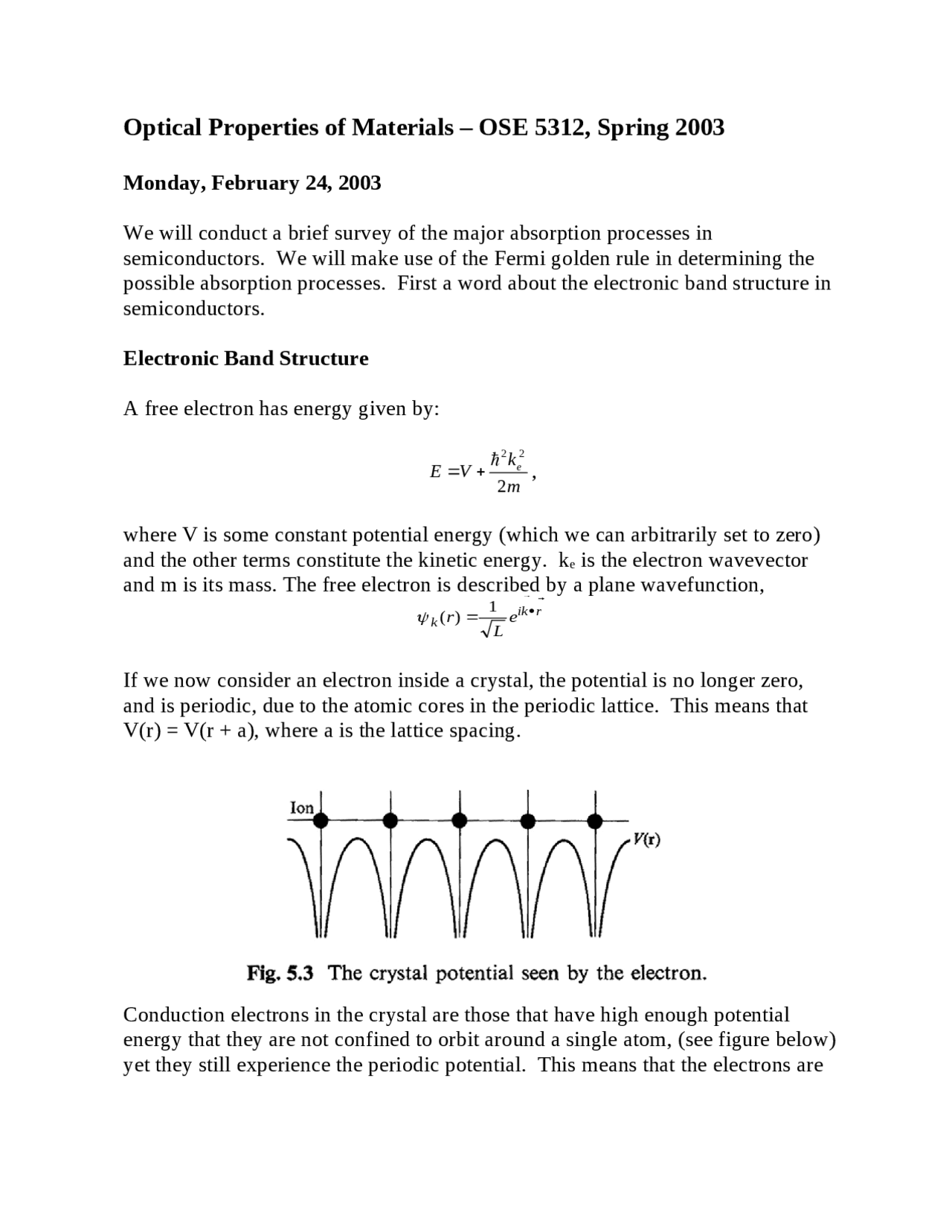 Lecture Notes On Optical Properties Of Materials Ose 5312 Exams