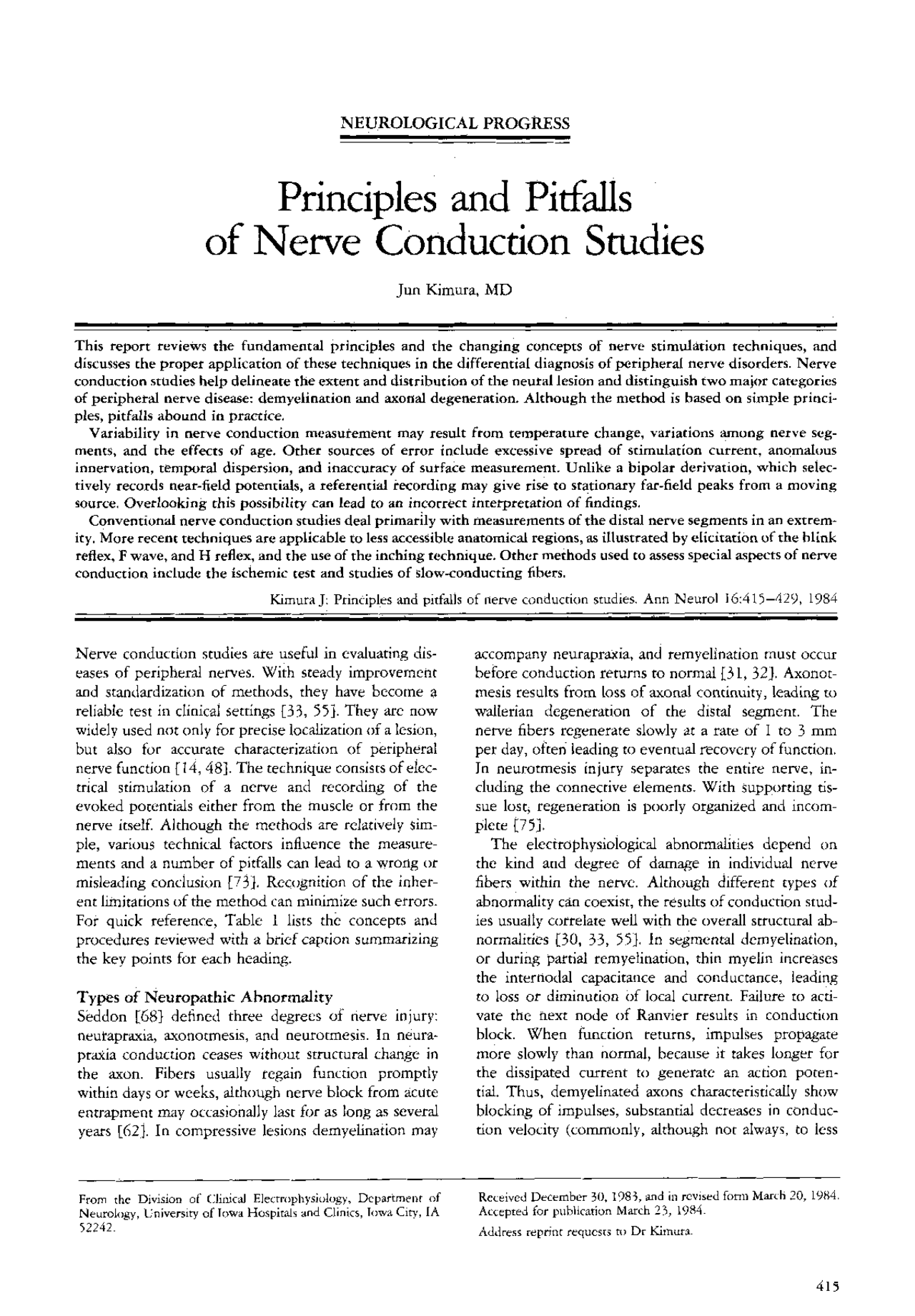 Principles and Pitfalls of Nerve Conduction Studies – Neurological ...