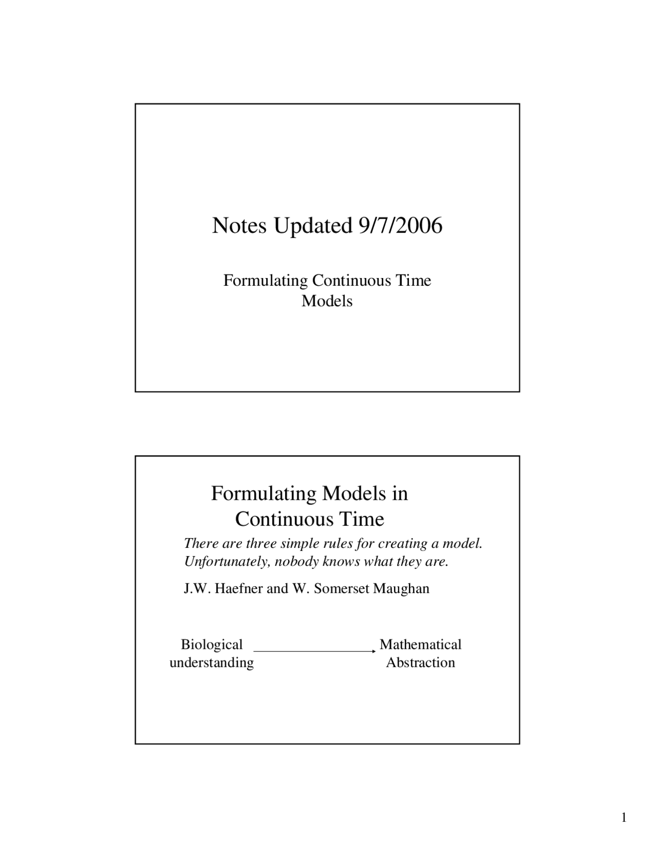 Formulating Continuous Time Models Lecture Slides Nr 575 Docsity