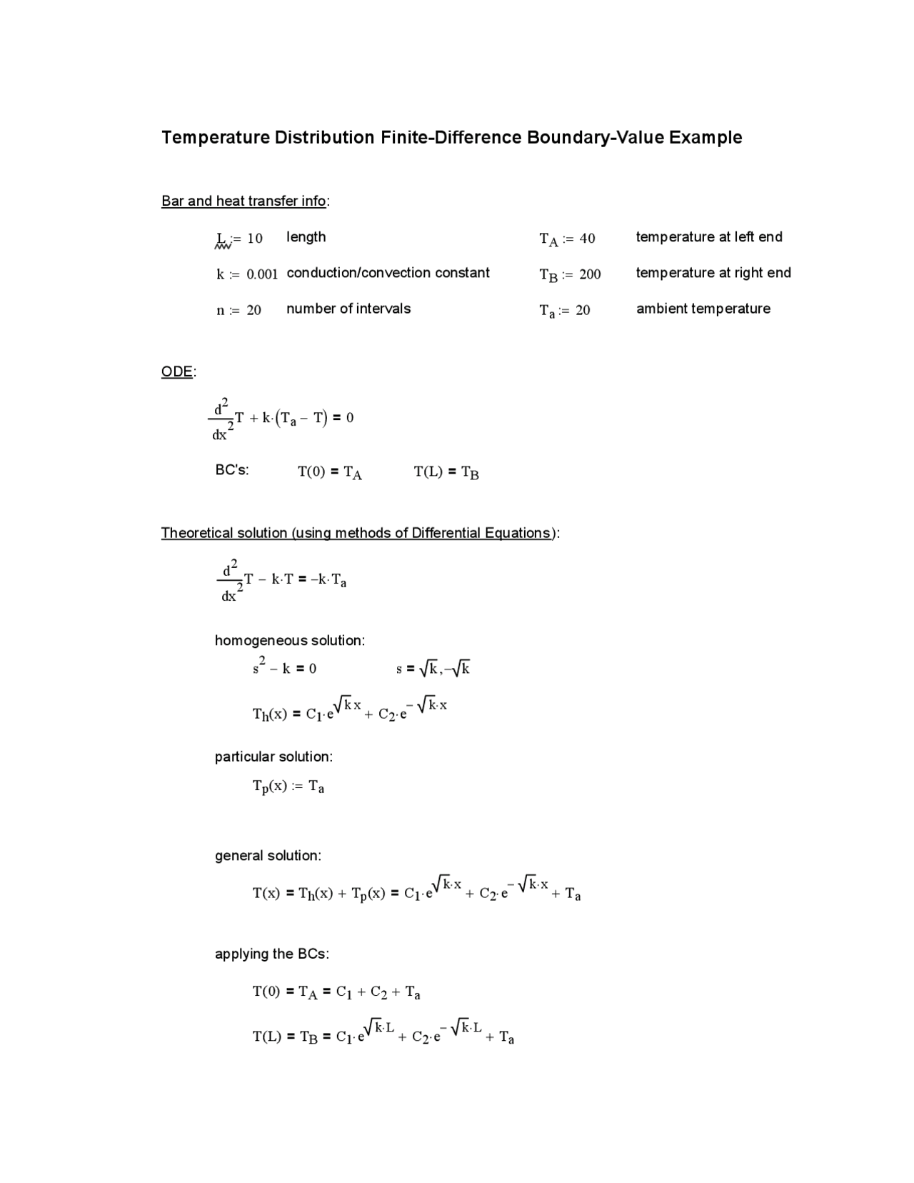 Temperature Distribution Finite Difference Boundary Value Example Mech 102 Docsity