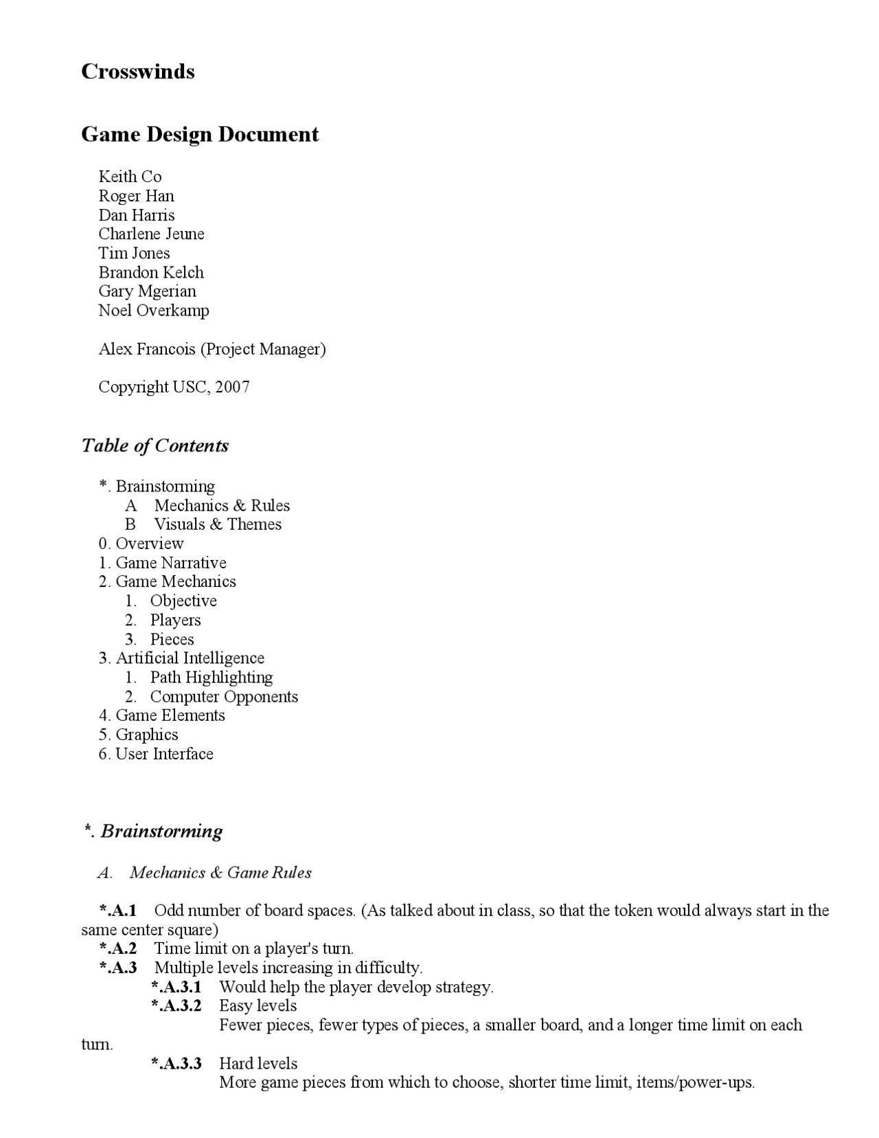 Crosswinds Game Design Document Project Report Ctin 488 Docsity