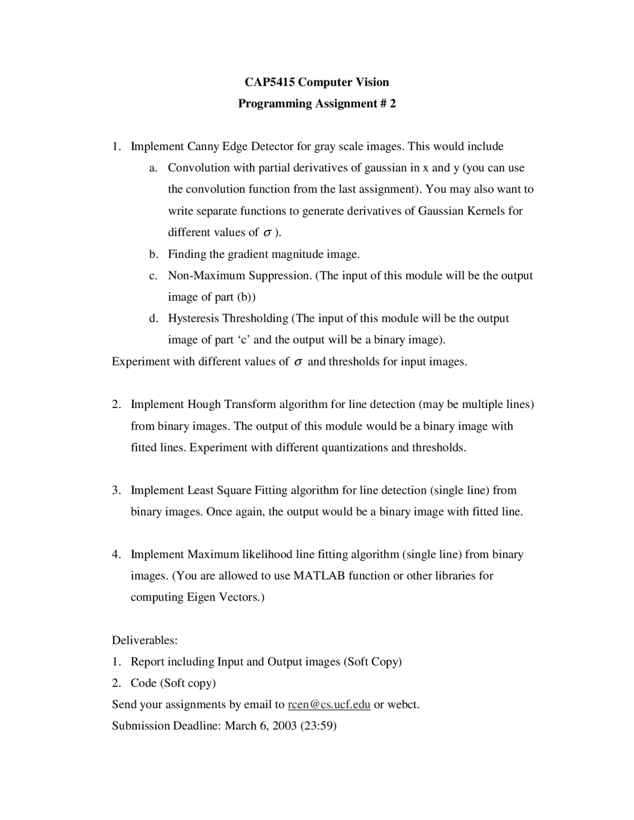 Computer Vision Programming Assignment 2 Cap 5415 Docsity