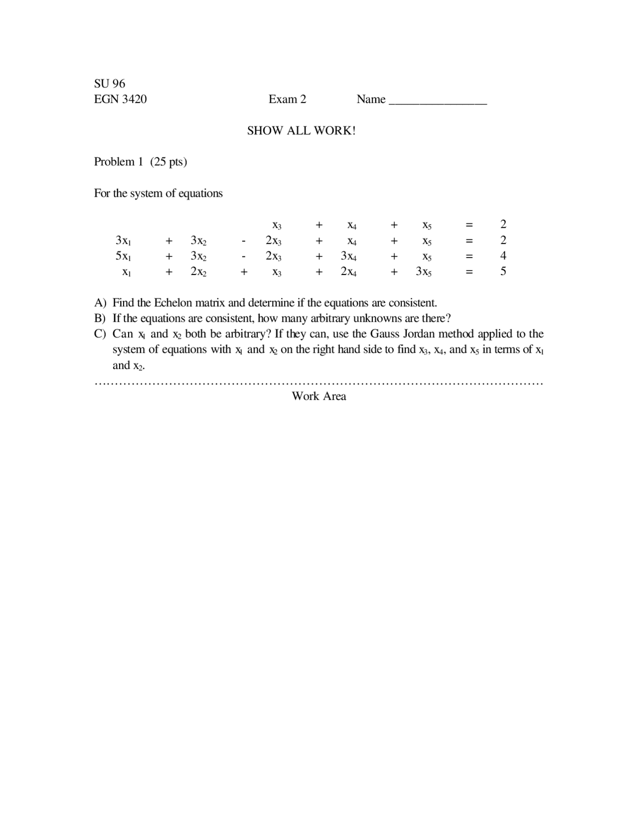 Problems On Engineering Analysis Test Ii Egn 3420 Docsity