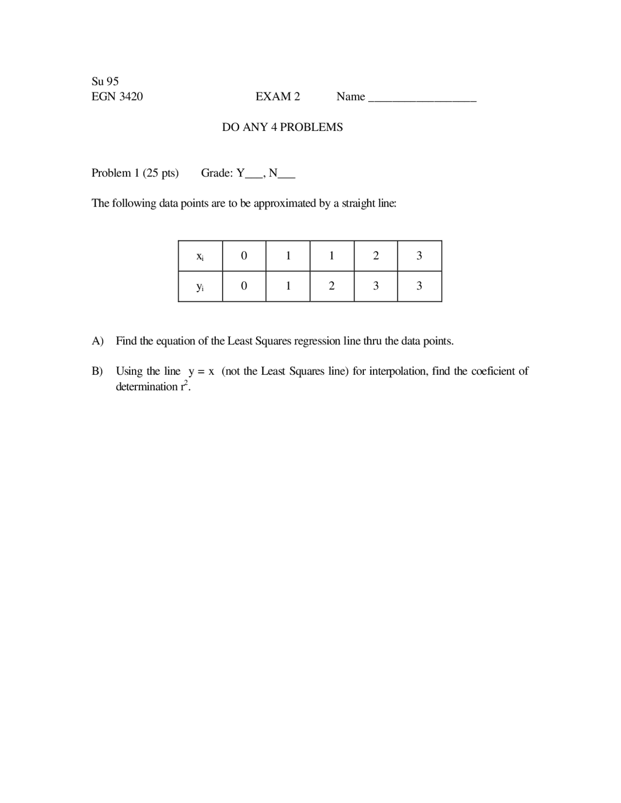 Exam 2 Review Problems Engineering Analysis Egn 3420 Docsity