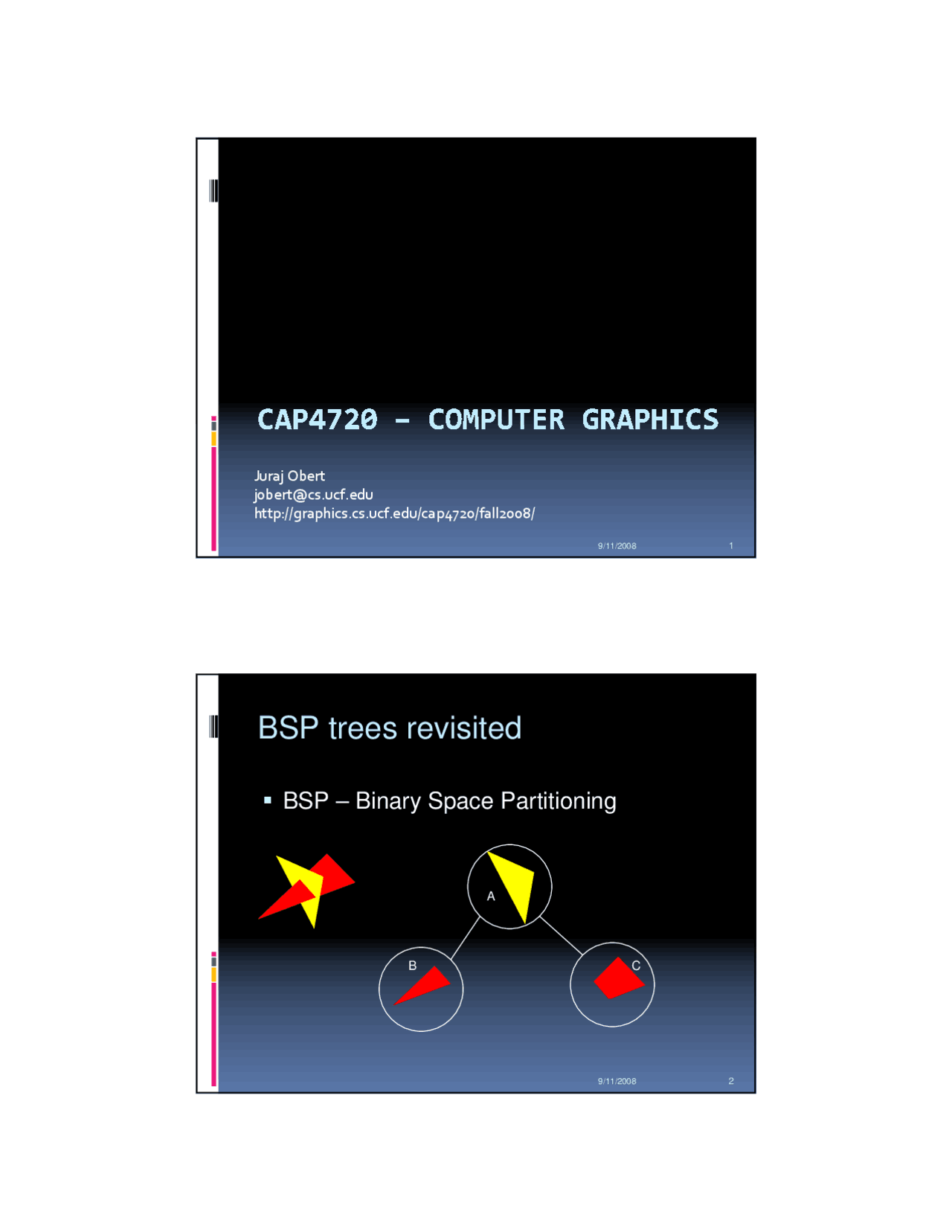 Binary Space Partitioning Computer Graphics Cap 4720 Docsity