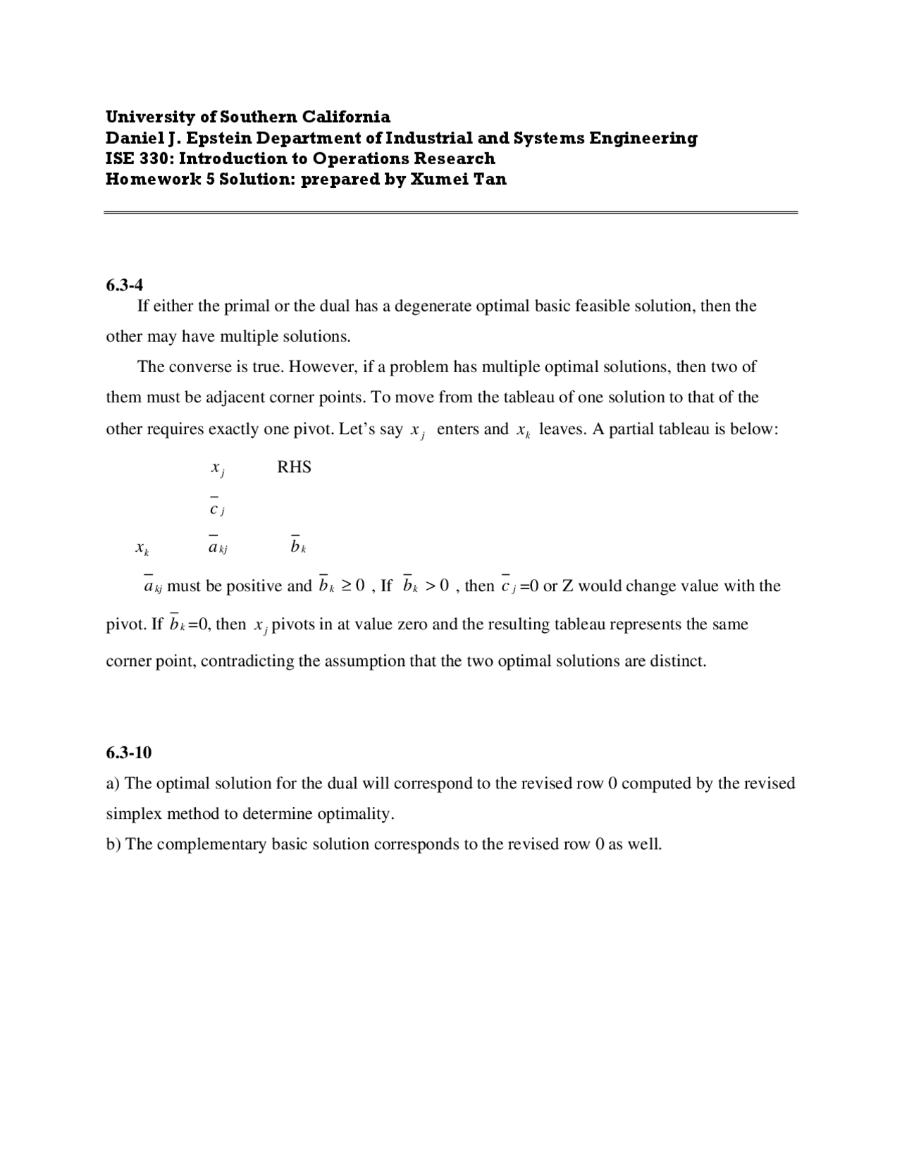 Assignment 5 Solutions Introduction To Operations Deterministic