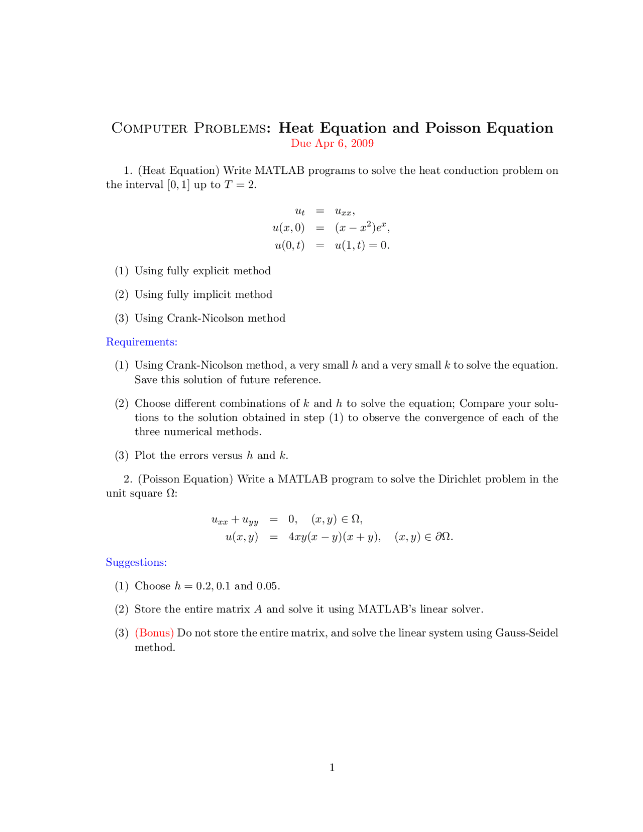 Assignment For Math Introduction To Numerical Analysis Math 451