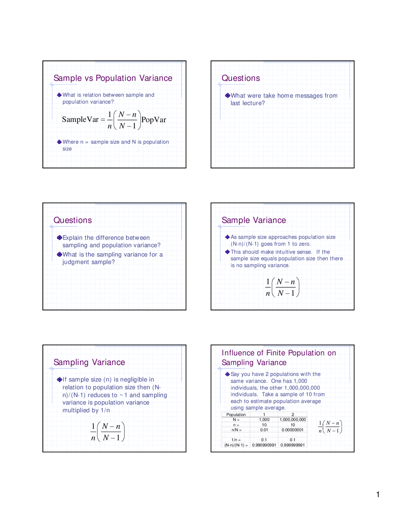 Sample vs Population Variance - Applied Sampling for Wildlife-Fish | FW ...