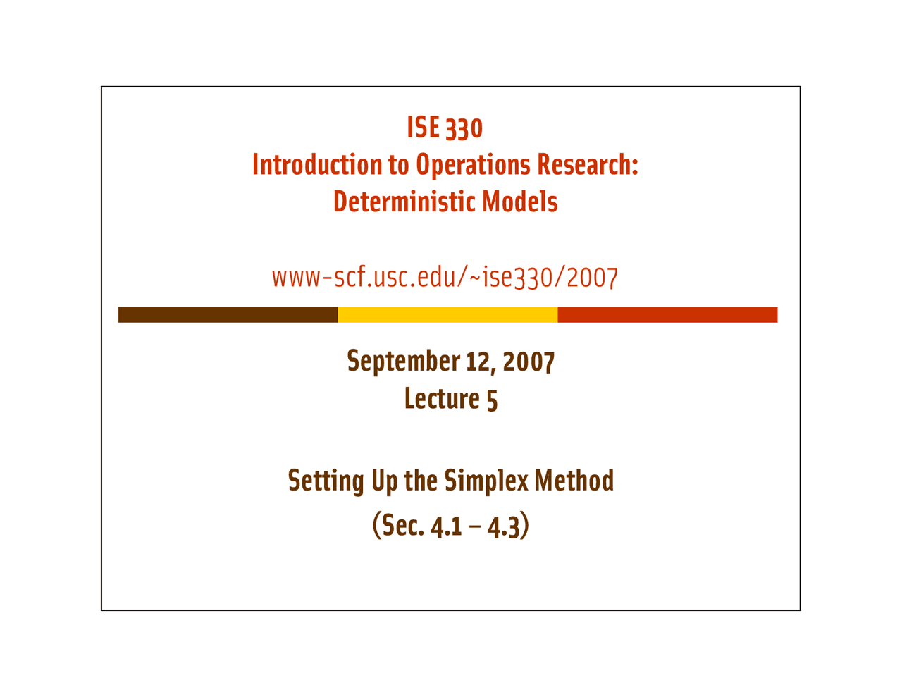 Setting Up The Simplex Method Lecture Slides Ise 330 Docsity