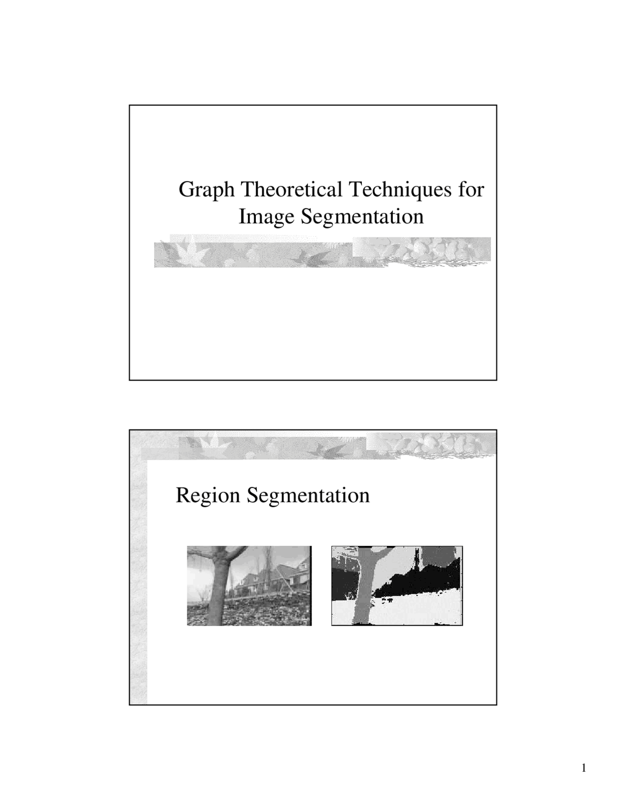 Graph Theoretical Techniques for Image Segmentation | CAP 6411 - Docsity