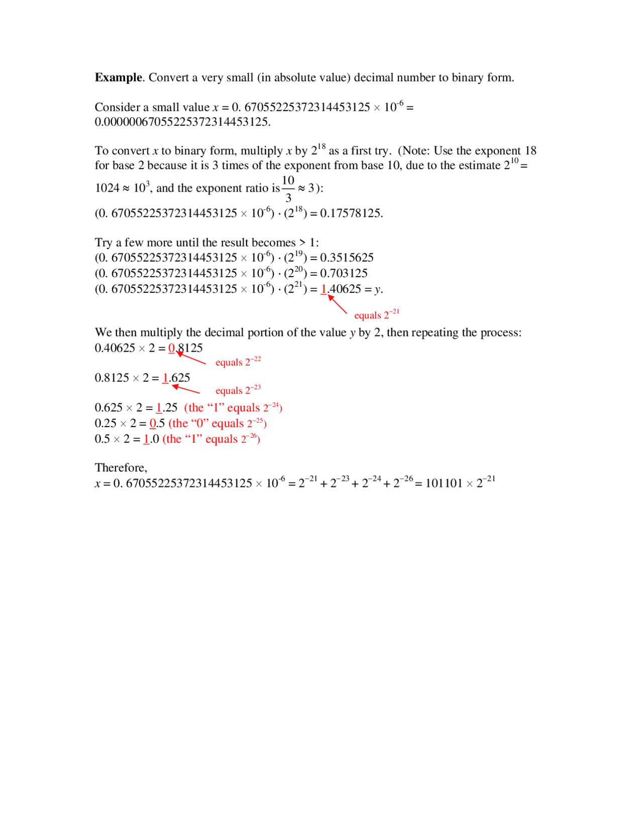Convert A Very Small Decimal Number To Binary Form Cis 3003 Docsity