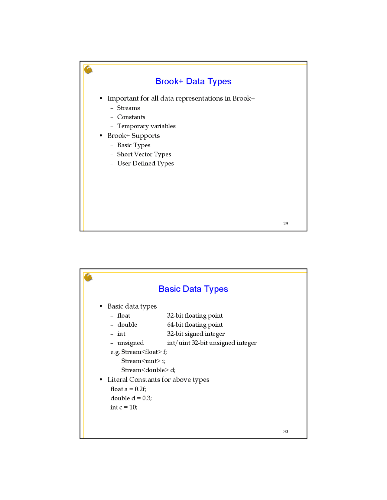 Brooke and Basic Data Types of Representation | CDA 6938 - Docsity