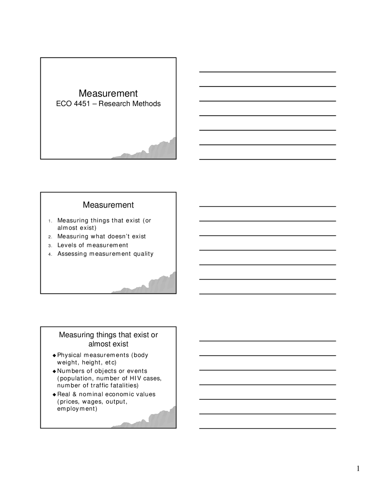 Measurement Research Methods Lecture Slides Eco 4451 Docsity