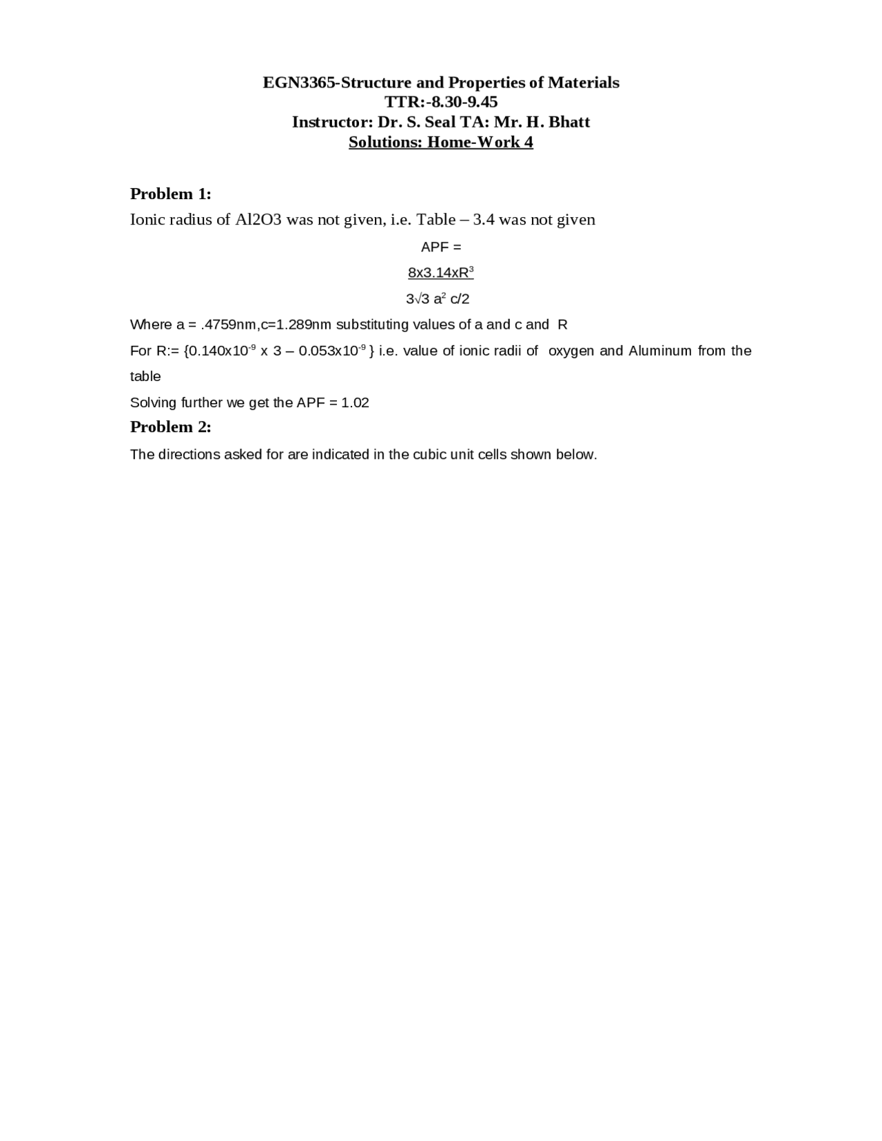 Solutions To Homework 4 Structure And Properties Of Materials Egn