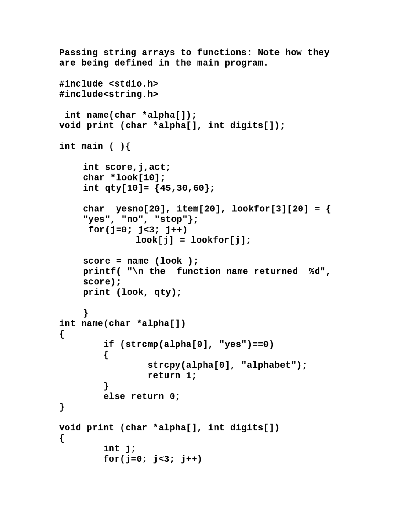 Notes On Passing String Arrays To Functions Cop 3502 Docsity