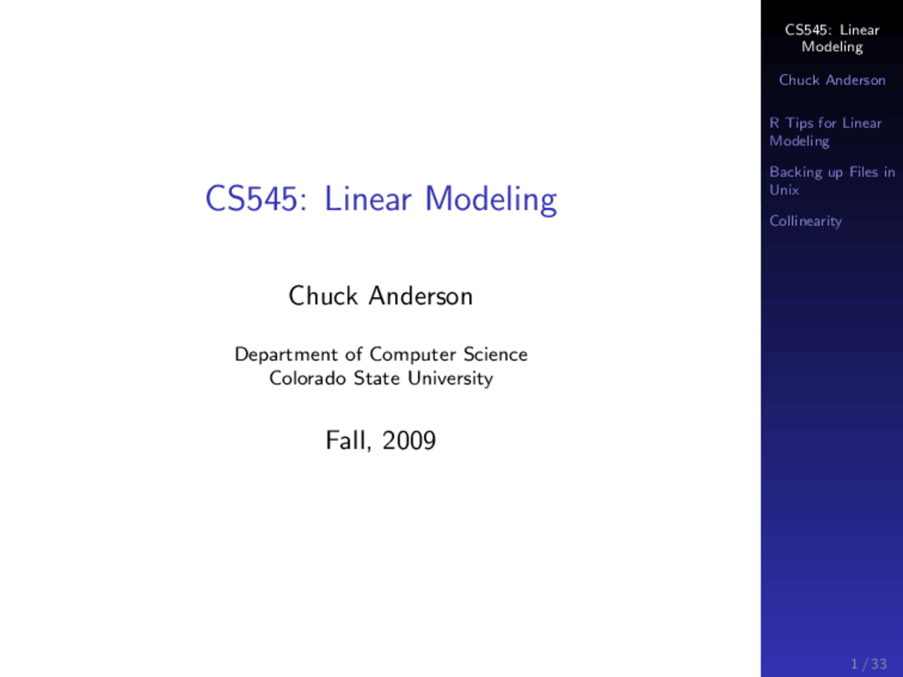 Linear Modeling In Machine Learning Lecture Slides Cs 545 Docsity