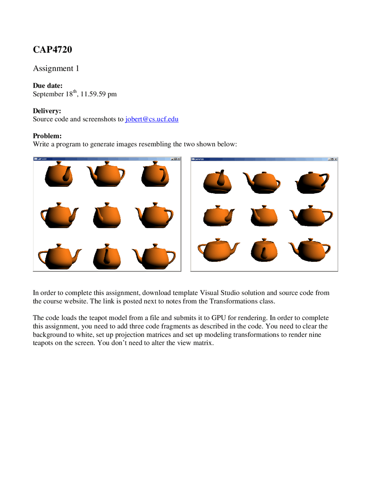 Program to generate Images - Assignment 1 - Computer Graphics | CAP 4720 - Docsity