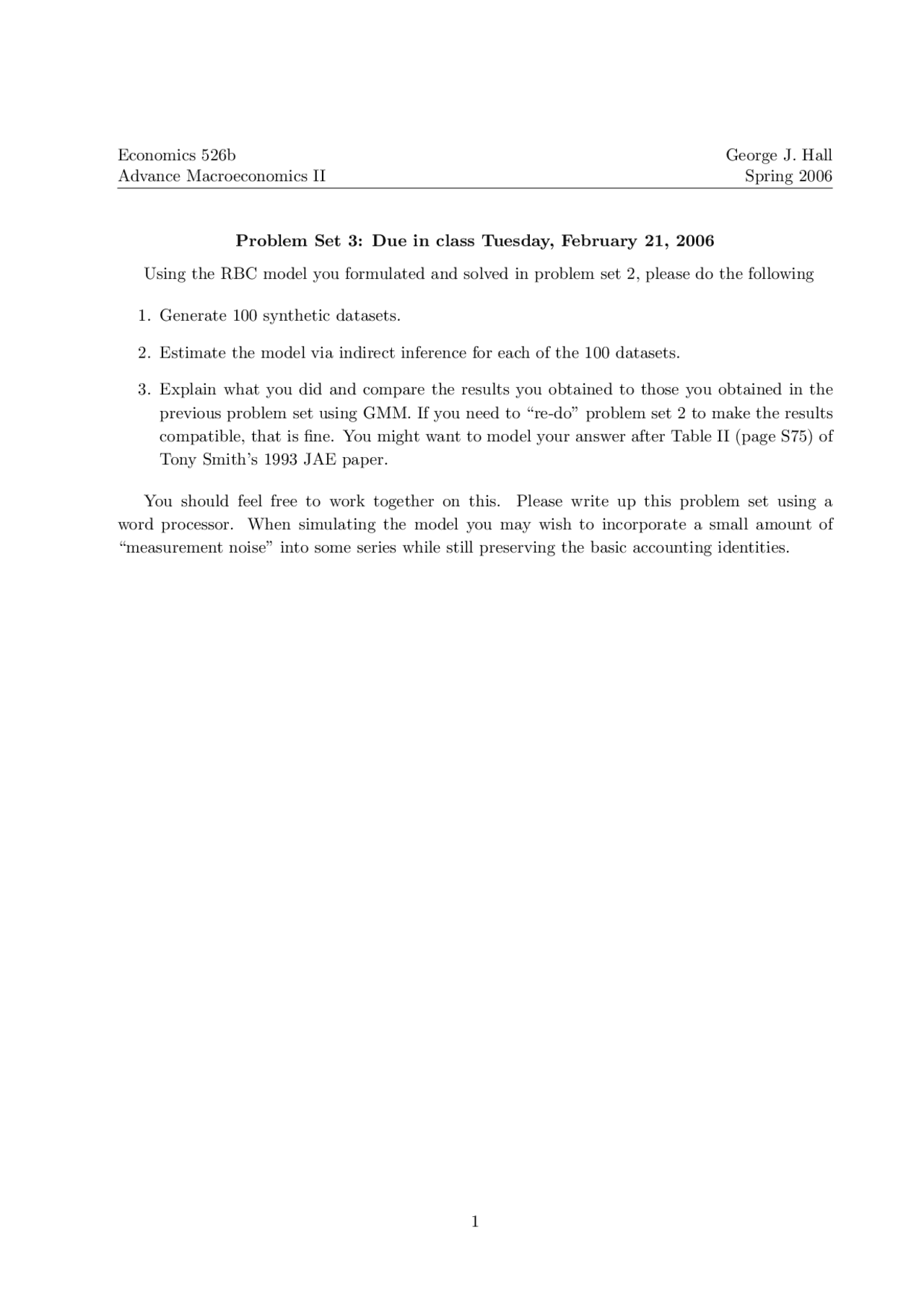 Assignment 3 Problem Set Advanced Macroeconomics Ii Econ 526