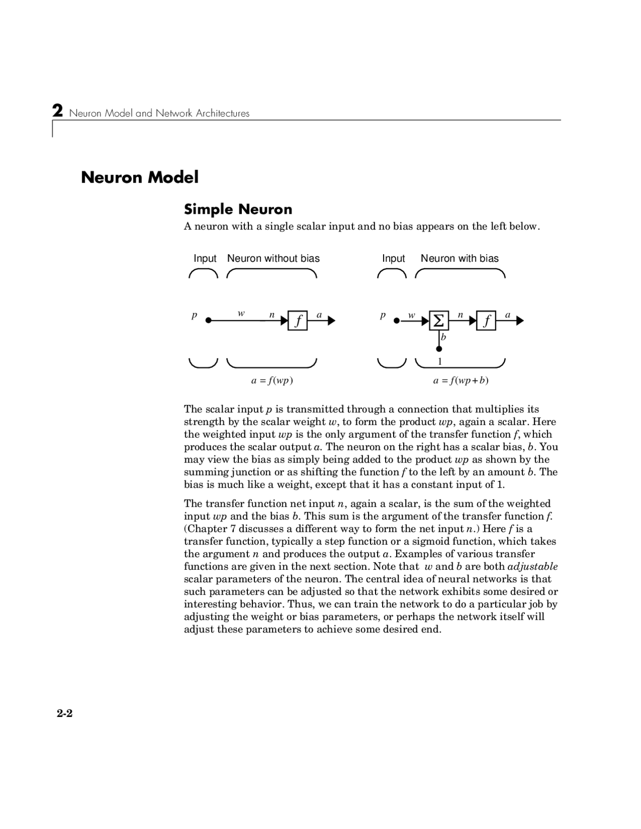 Simple Neuron Model and the Transfer Functions | EEL 6812 - Docsity