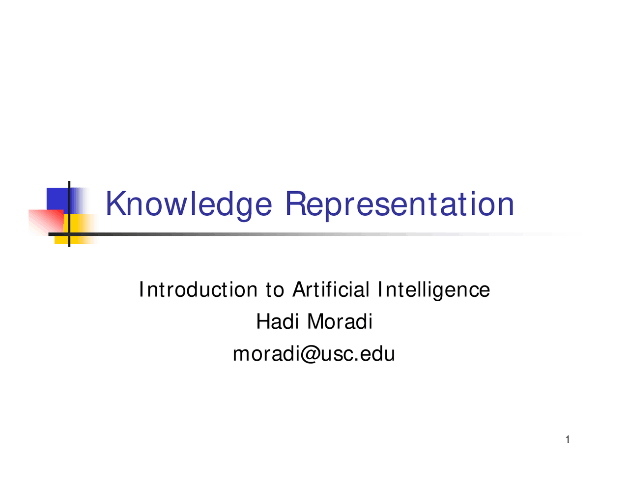 Knowledge Representation Lecture Notes Csci 561 Docsity