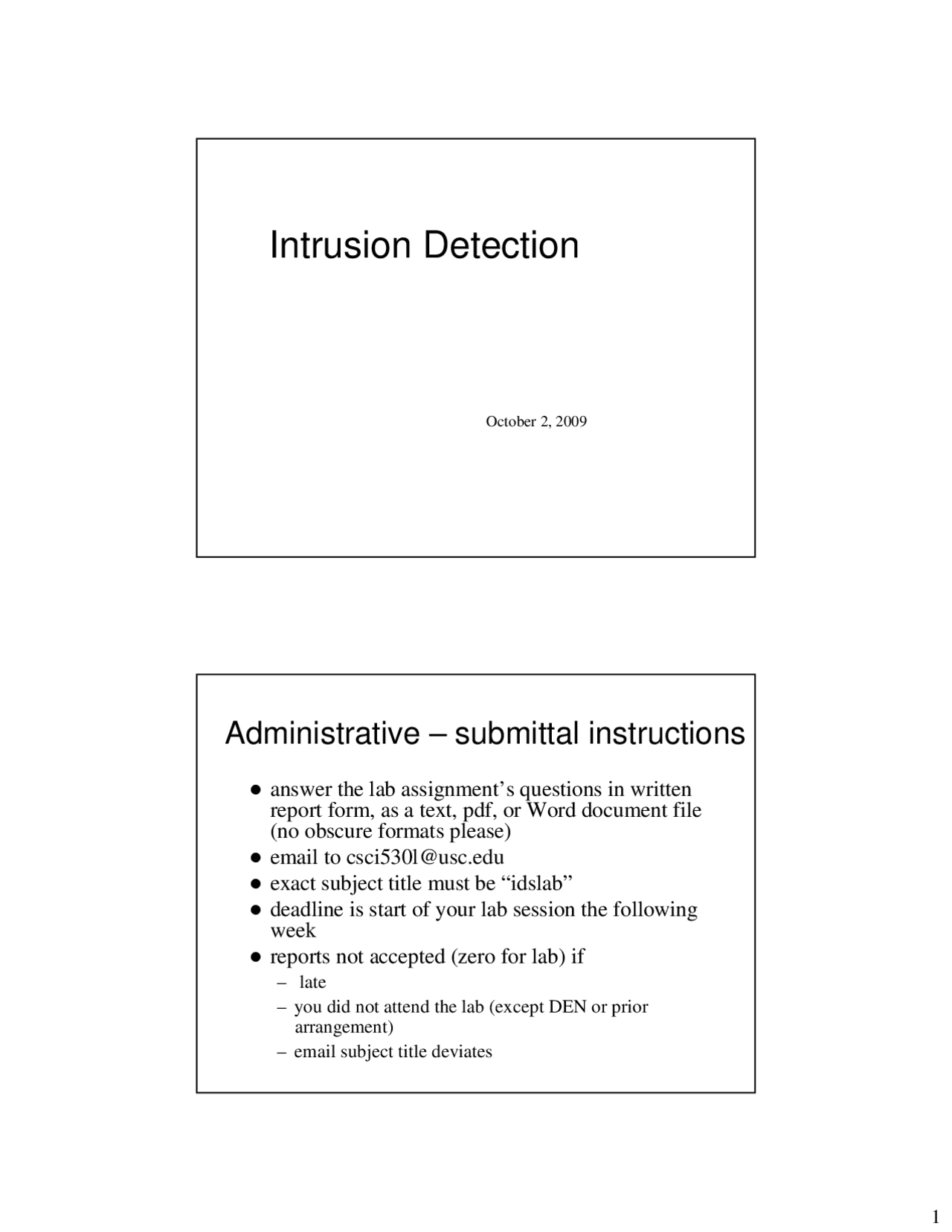 Lecture Slides On Intrusion Detection Security Systems Csci 530