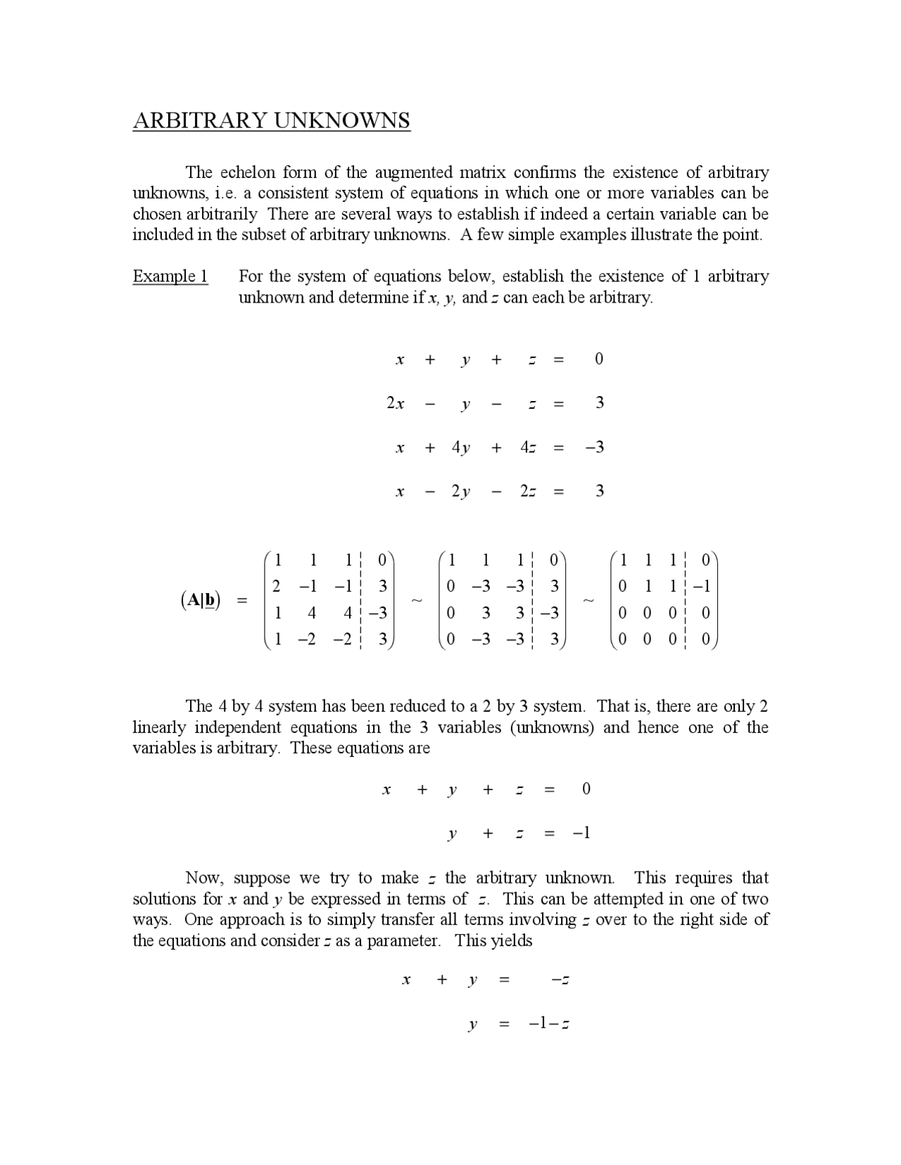 Arbitrary Unknowns Lecture Notes Engineering Analysis Egn 3420