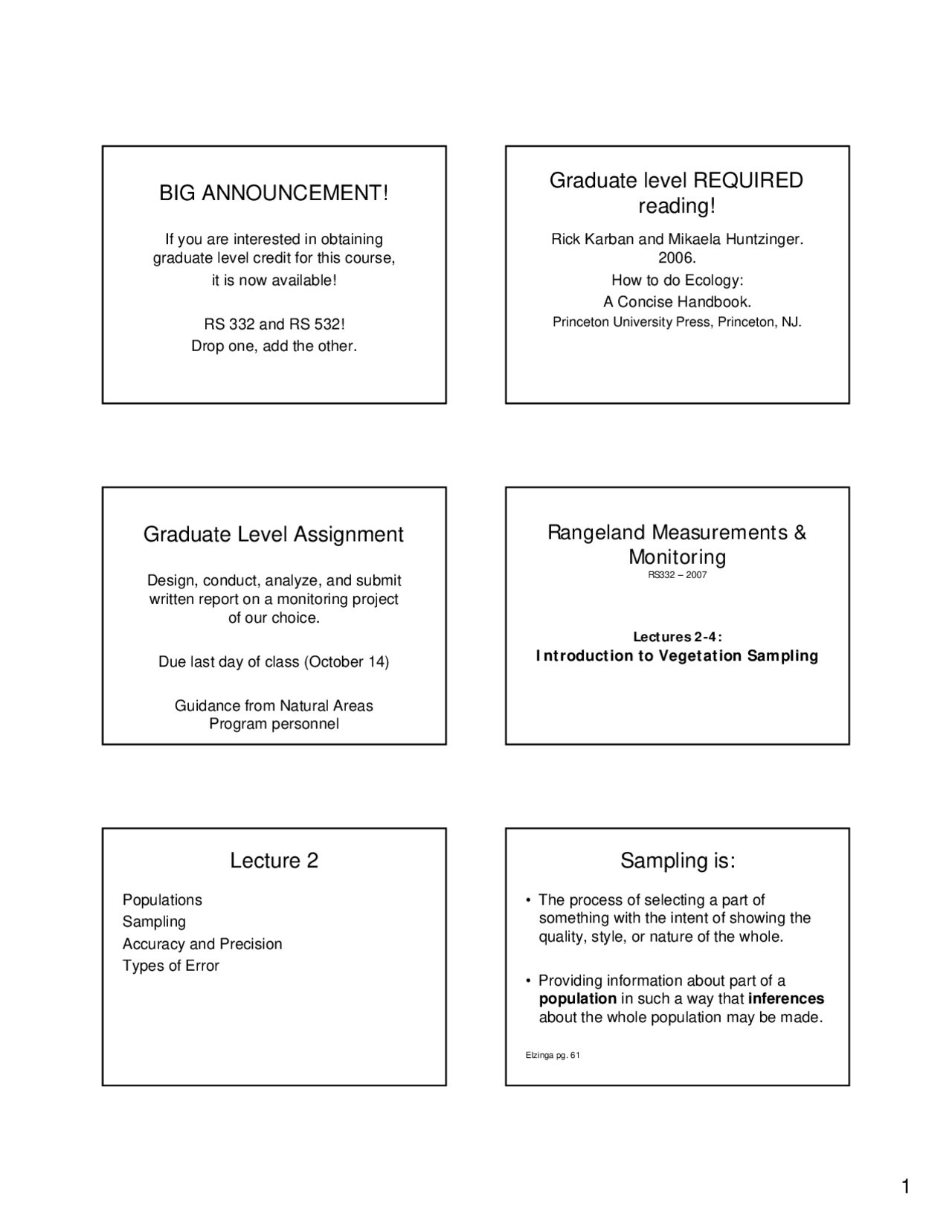 Slides On Introduction To Vegetation Sampling Rs 332 Docsity