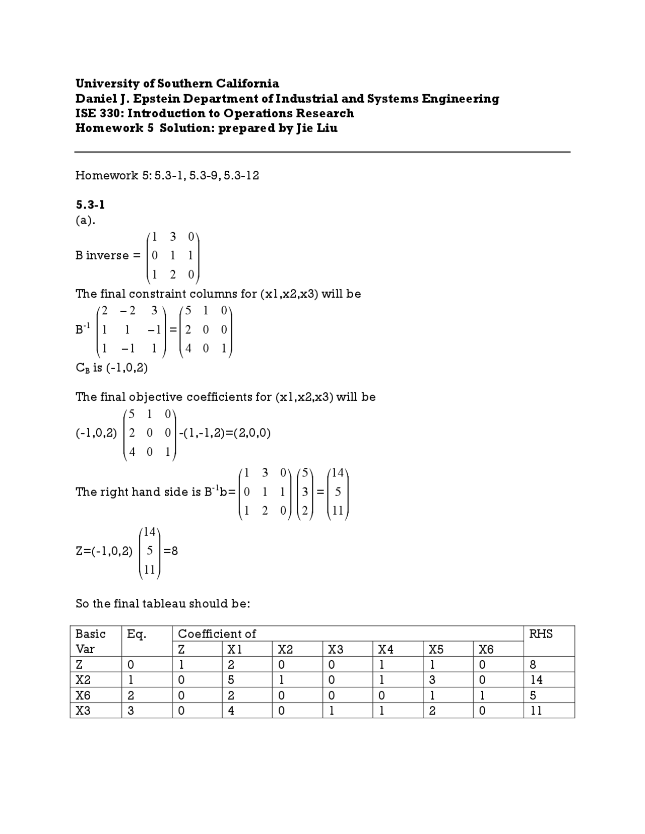 Solved Homework 5 Introduction To Operations Deterministic Models