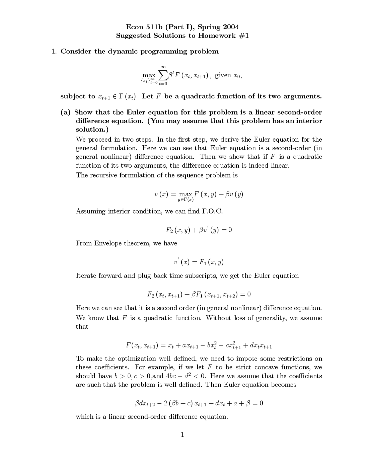 General Economics Theory Macroeconomics Assignment 1 Solutions